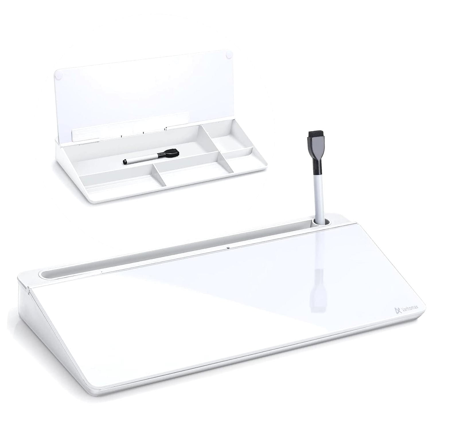 FREEAMG Glass Desktop Whiteboard with Storage, Office Organizer for To ...