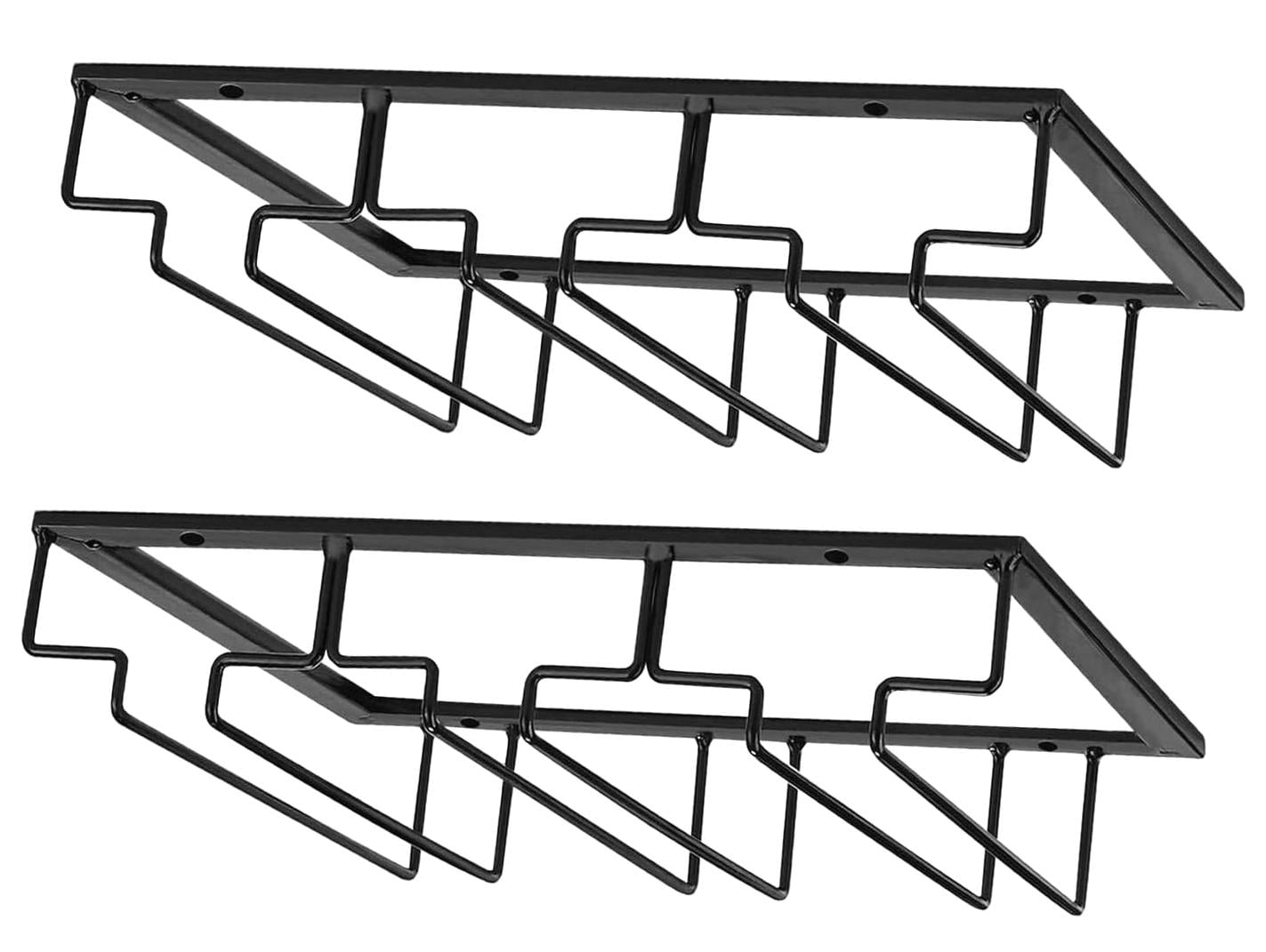 FREEAMG Glass Rack, Under Cabinet Stemware Glass Holder, Glasses ...