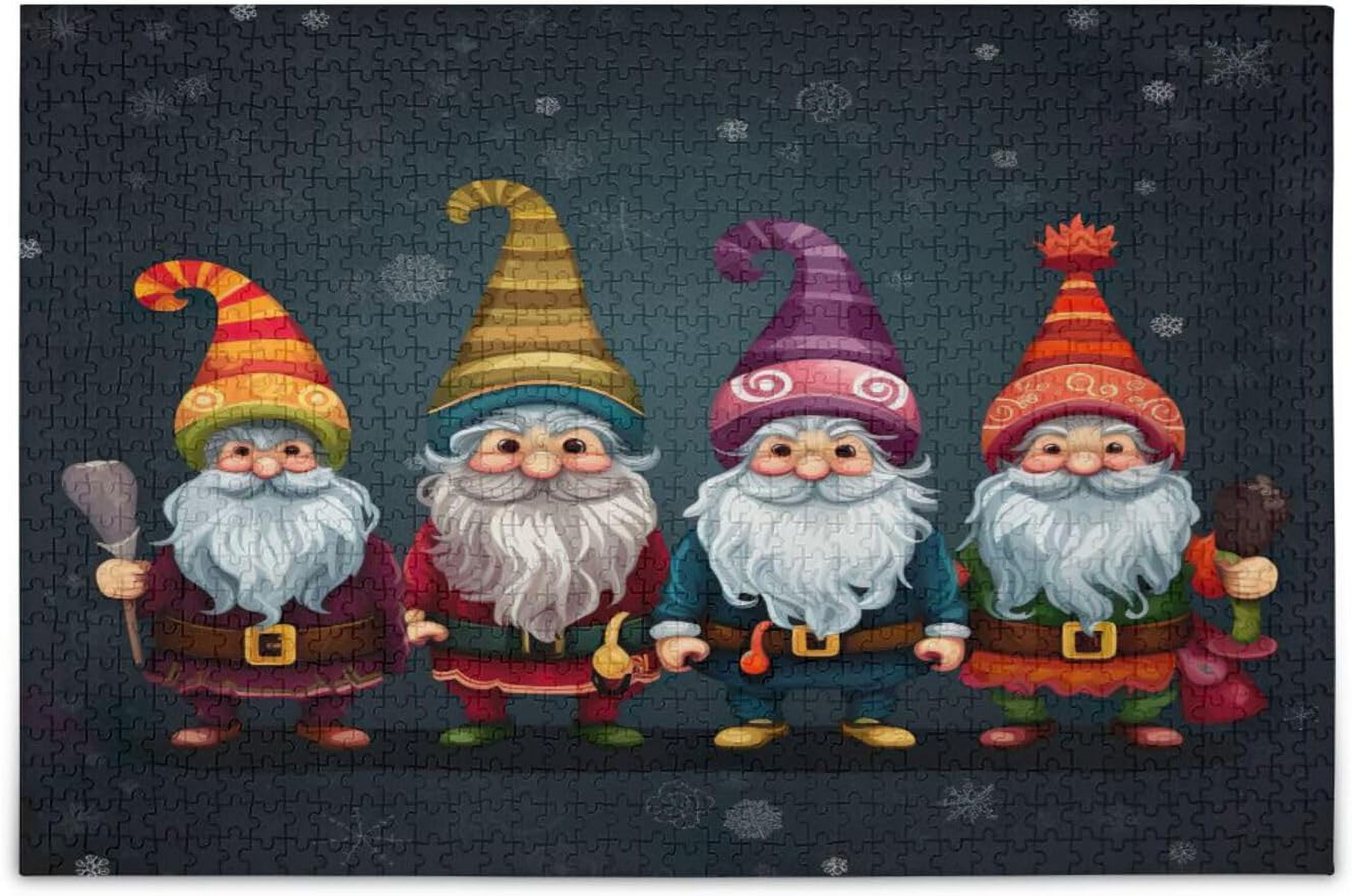 FREEAMG Gnome Jigsaw Puzzle 1000 Pieces,Wooden Puzzles Family Games Toy ...