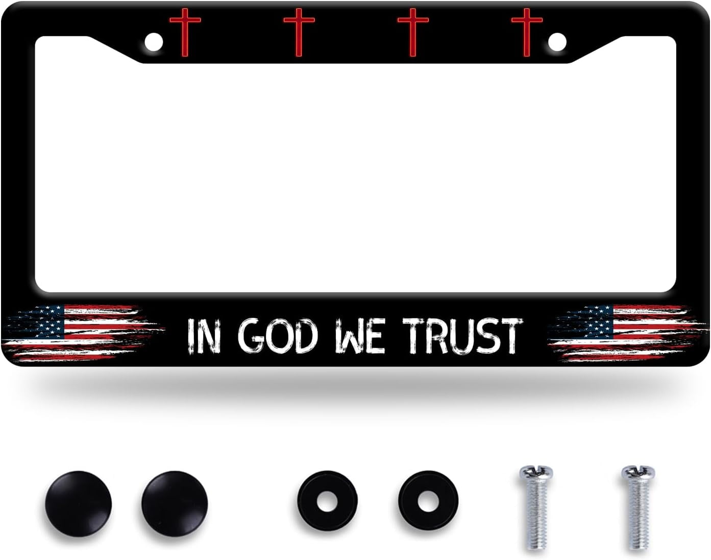 FREEAMG in God We License Plate Frame American Flag License Plate ...