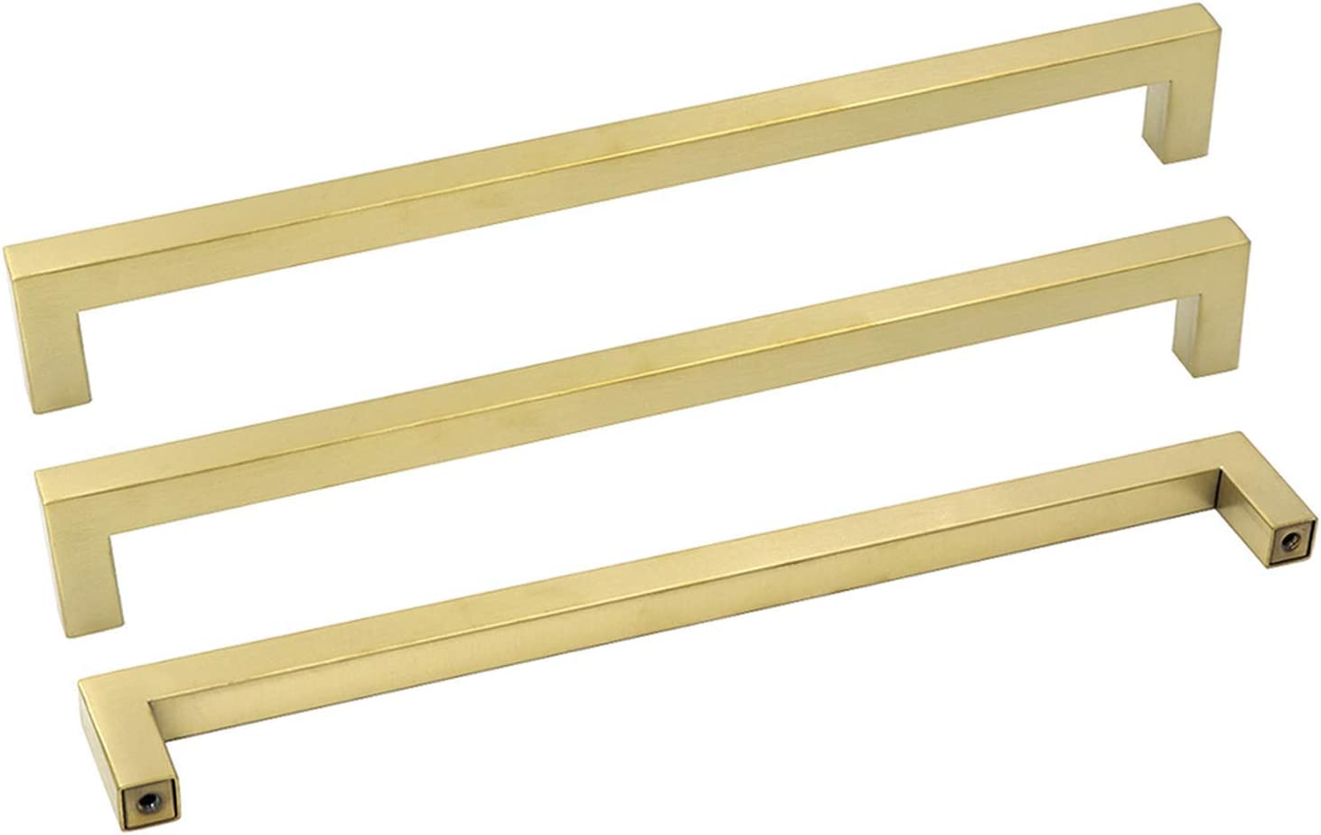 FREEAMG Gold Drawer Handles Square Cabinet Pulls - LSJ12GD256 Brushed ...