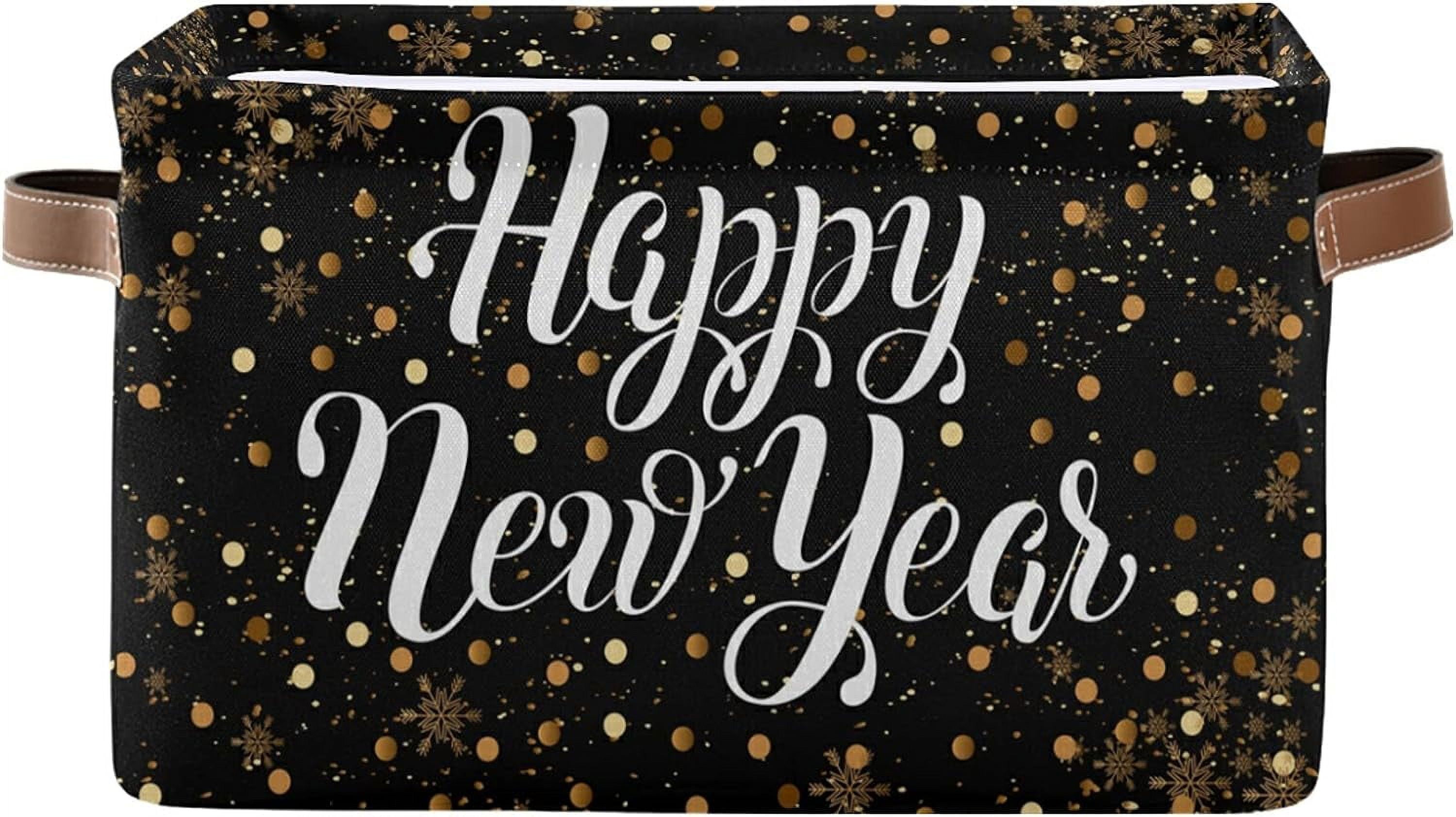 FREEAMG Gold Happy New Year Storage Bin for Toy Storage Basket Dirty ...