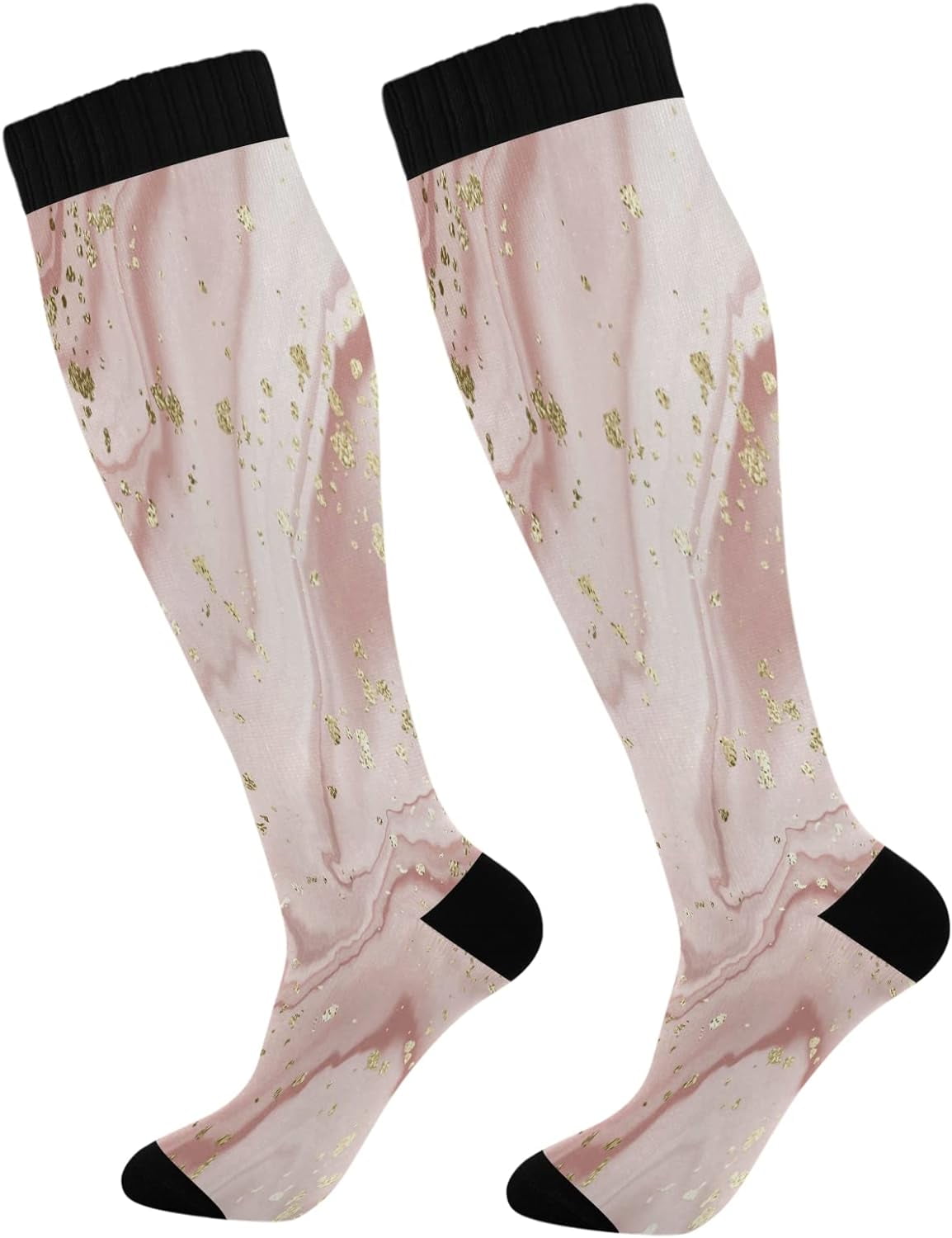 FREEAMG Gold Pink Marble Texture Compression Socks for Women Men,Knee ...