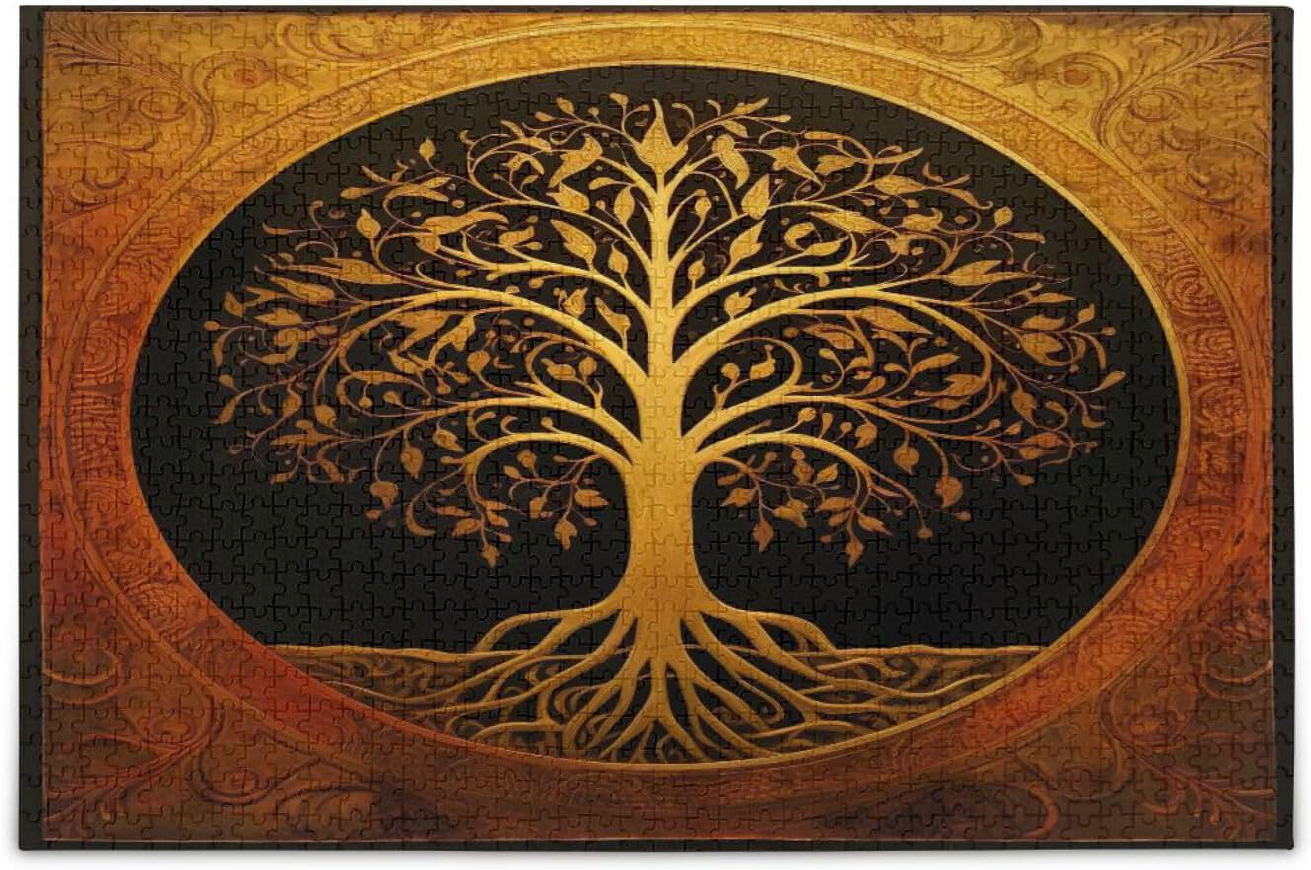 FREEAMG Gold Tree Pattern Puzzle 500 Pieces - Wooden Jigsaw Puzzles for ...