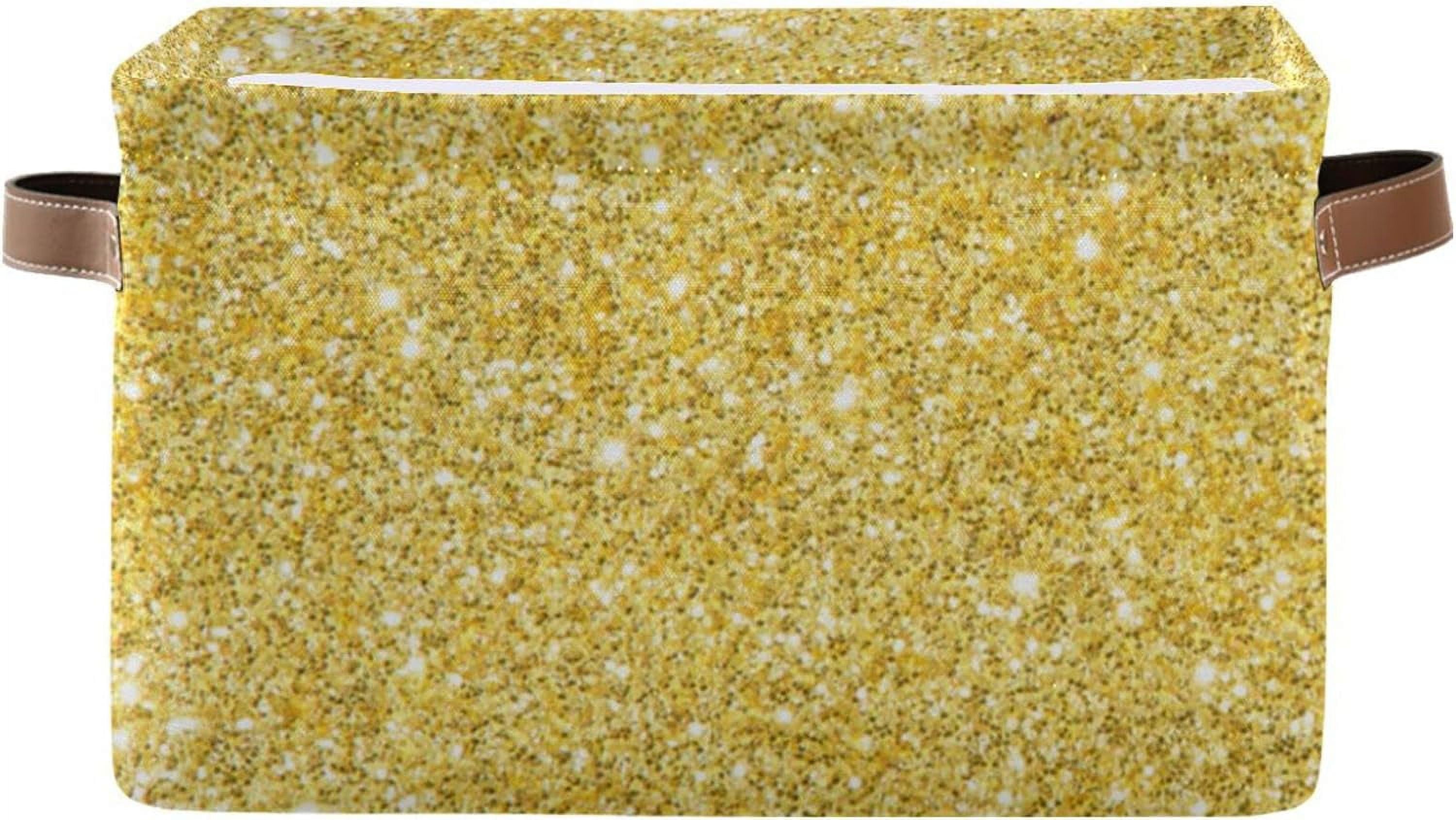 FREEAMG Golden Glitter Texture Storage Basket 1 Pack, Collapsible ...