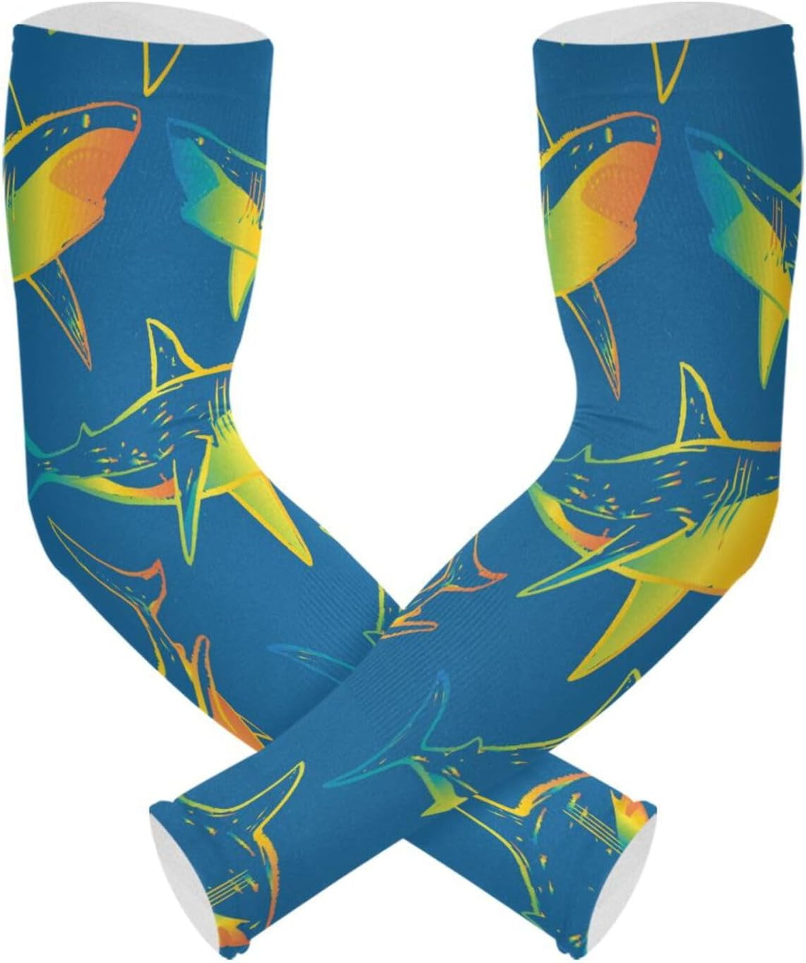 FREEAMG Gradient Shark UV Protective Arm Sleeve, Sports Compression Arm ...