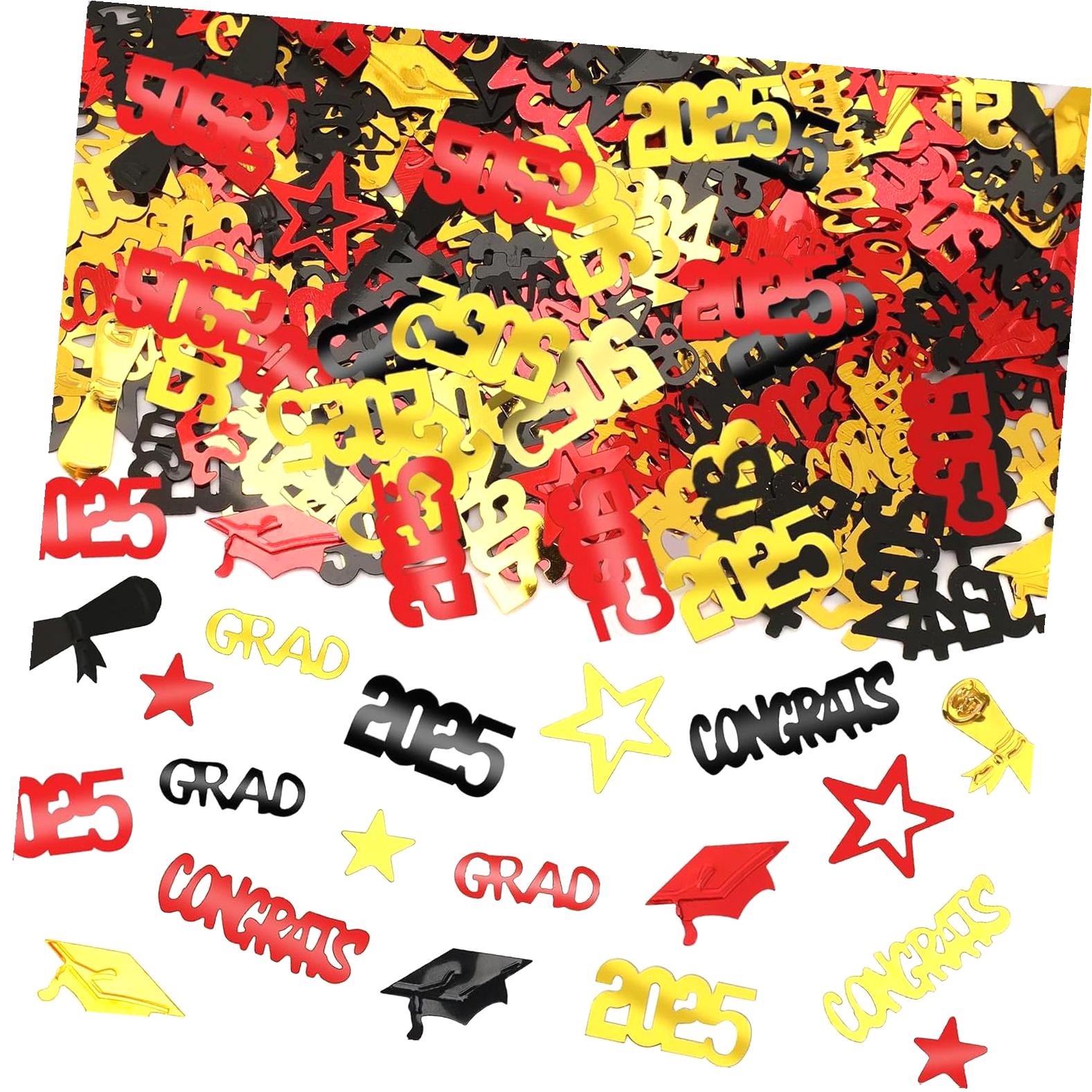 FREEAMG Graduation Confetti 2025, Black Red Class of 2025 Party ...