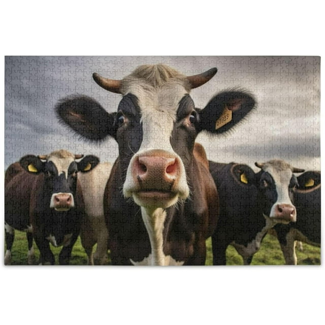 FREEAMG Grassland Cows Jigsaw Puzzle 500 Pieces,Wooden Puzzles Family ...