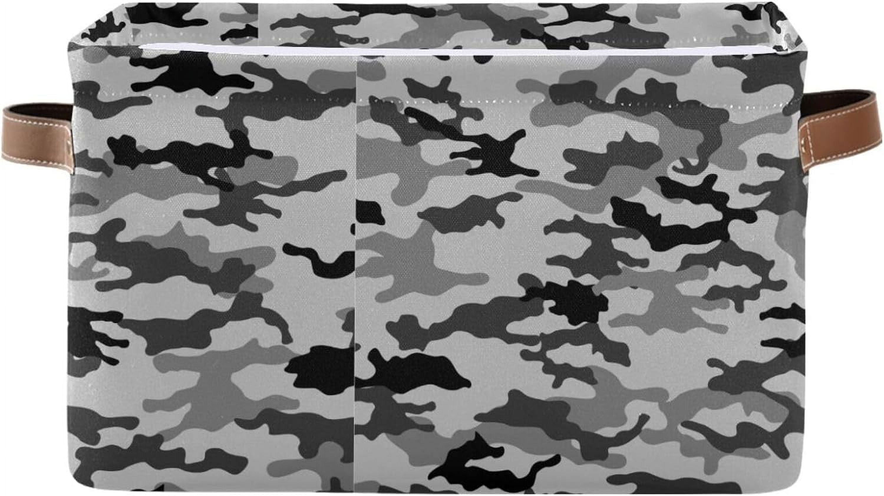 FREEAMG Gray Camouflage Storage Basket, Durable Canvas Organizer With ...