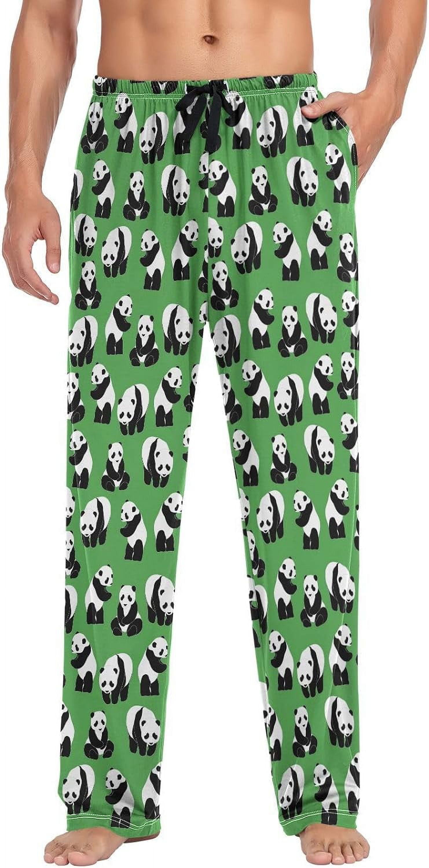 FREEAMG Green Panda Pattern Pajama Pants for Men, Men's Separate ...
