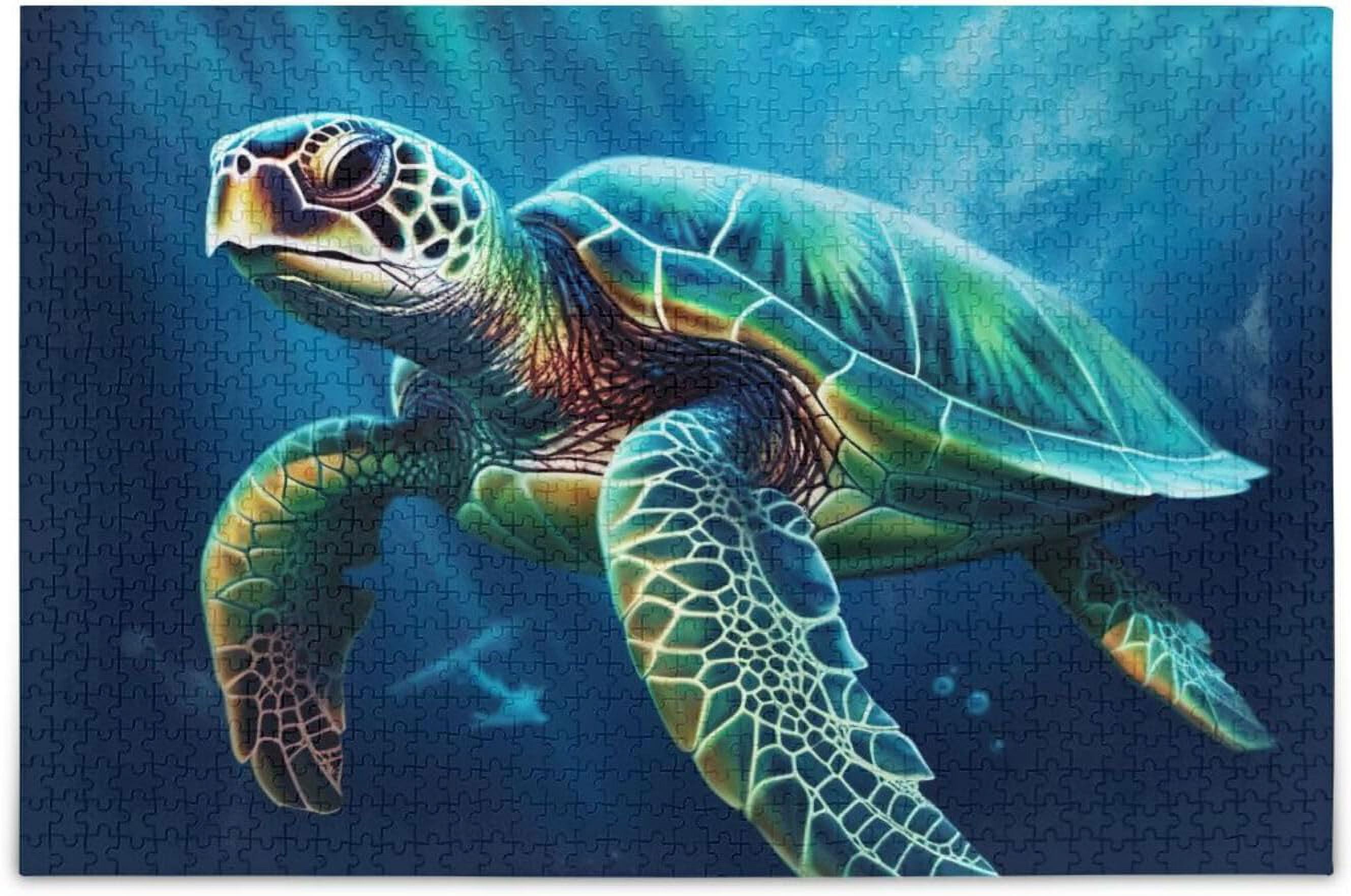 FREEAMG Green Sea Turtle Puzzle 500 Pieces - Wooden Jigsaw Puzzles for ...