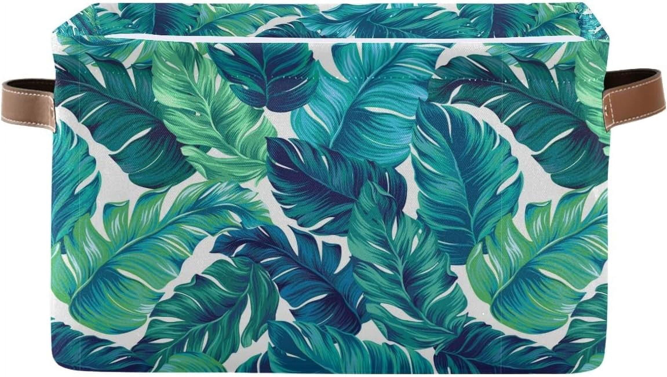 FREEAMG Green Tropical Leaves Rectangle Storage Bin, 15 x 11 x 9.5 in ...