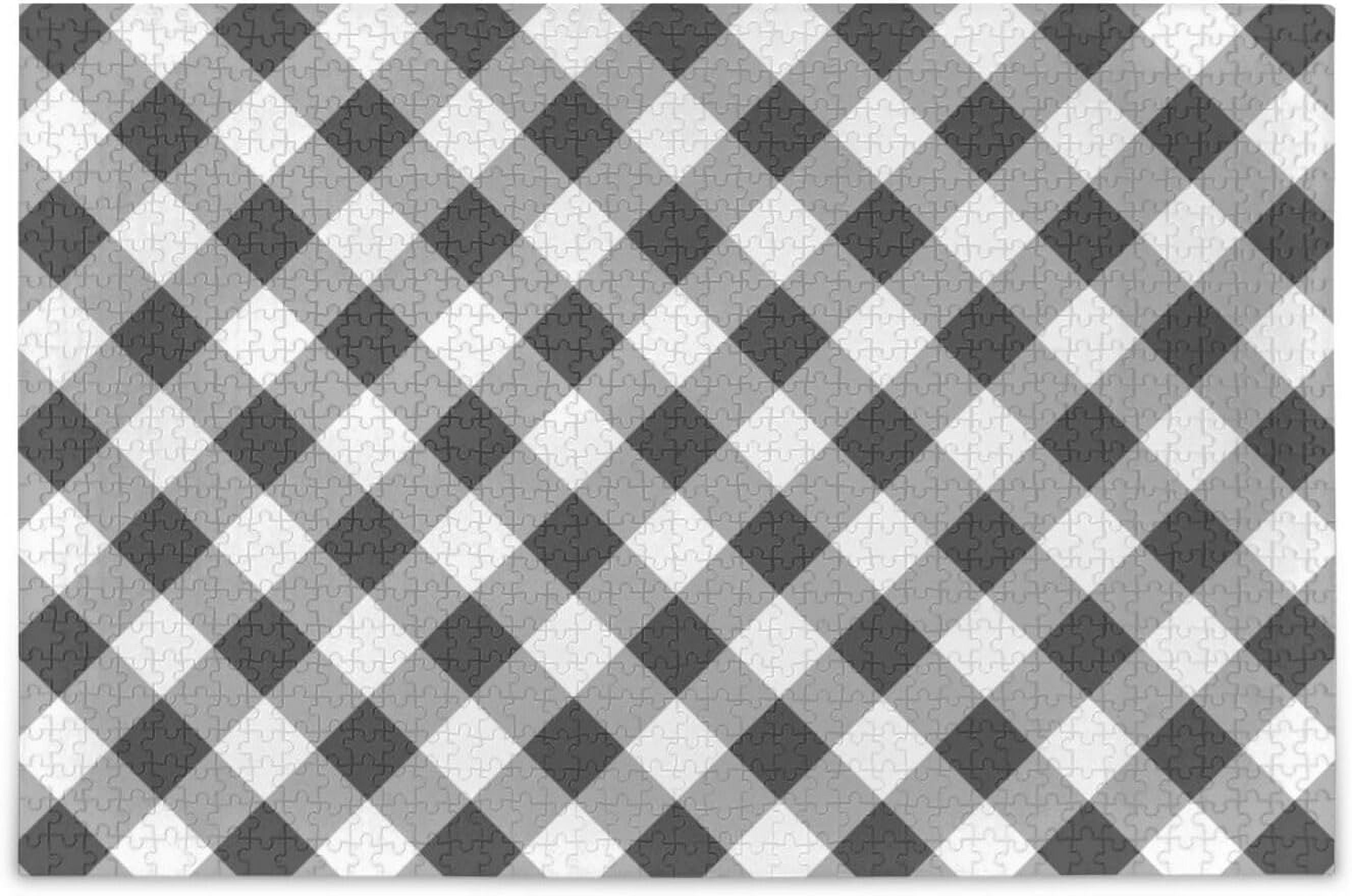 FREEAMG Grey Buffalo Plaid Jigsaw Puzzle for Adults Teens Kids, 500 ...