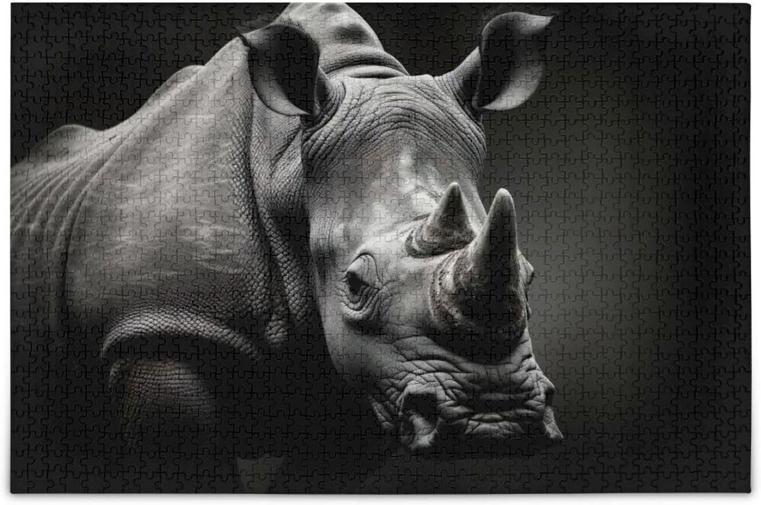 FREEAMG Grey Rhinoceros 1000 Piece Puzzle for Adults, Family Game ...