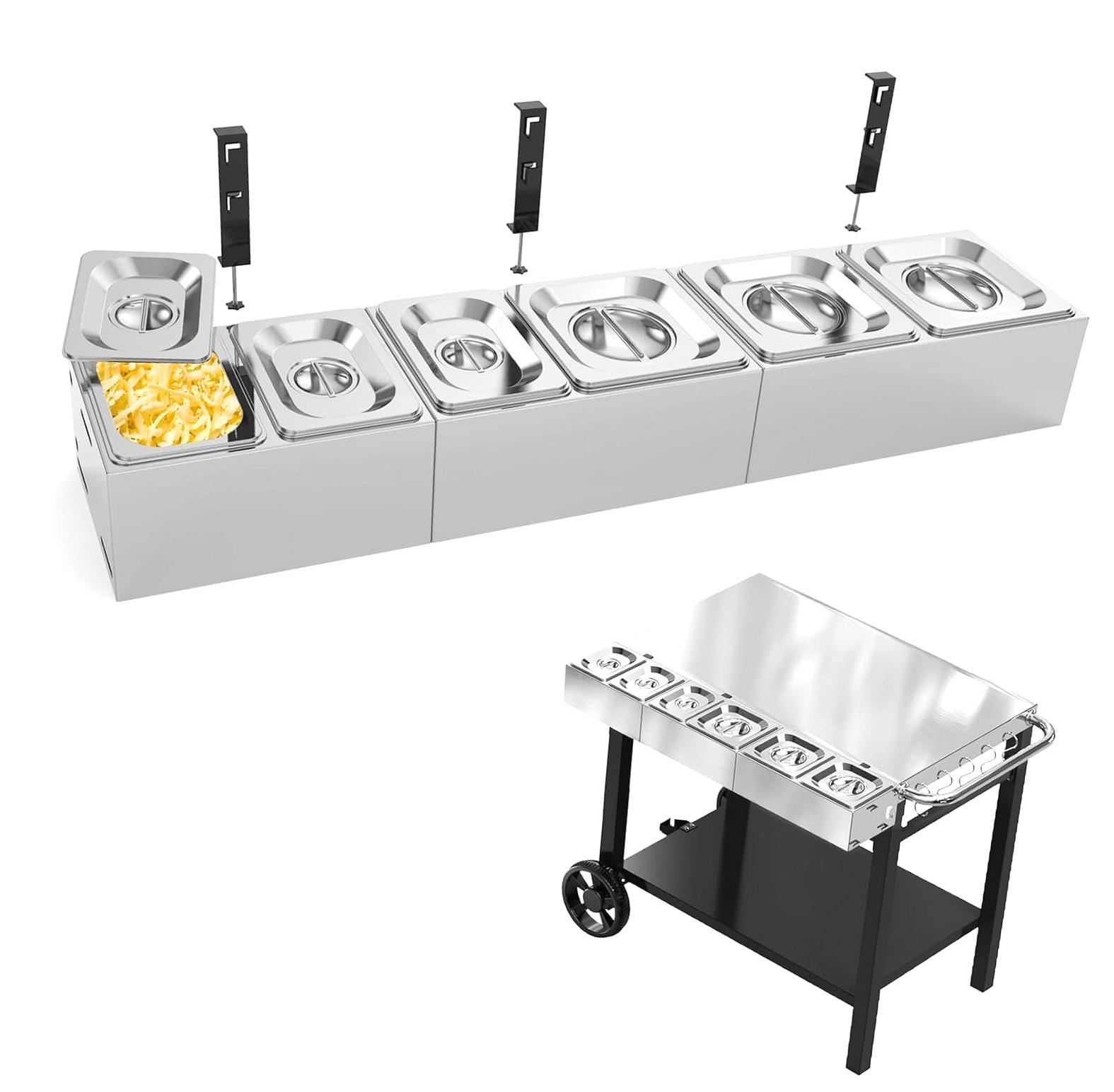 FREEAMG Grill Table Topping Station, Condiment & Topping Organizer for ...