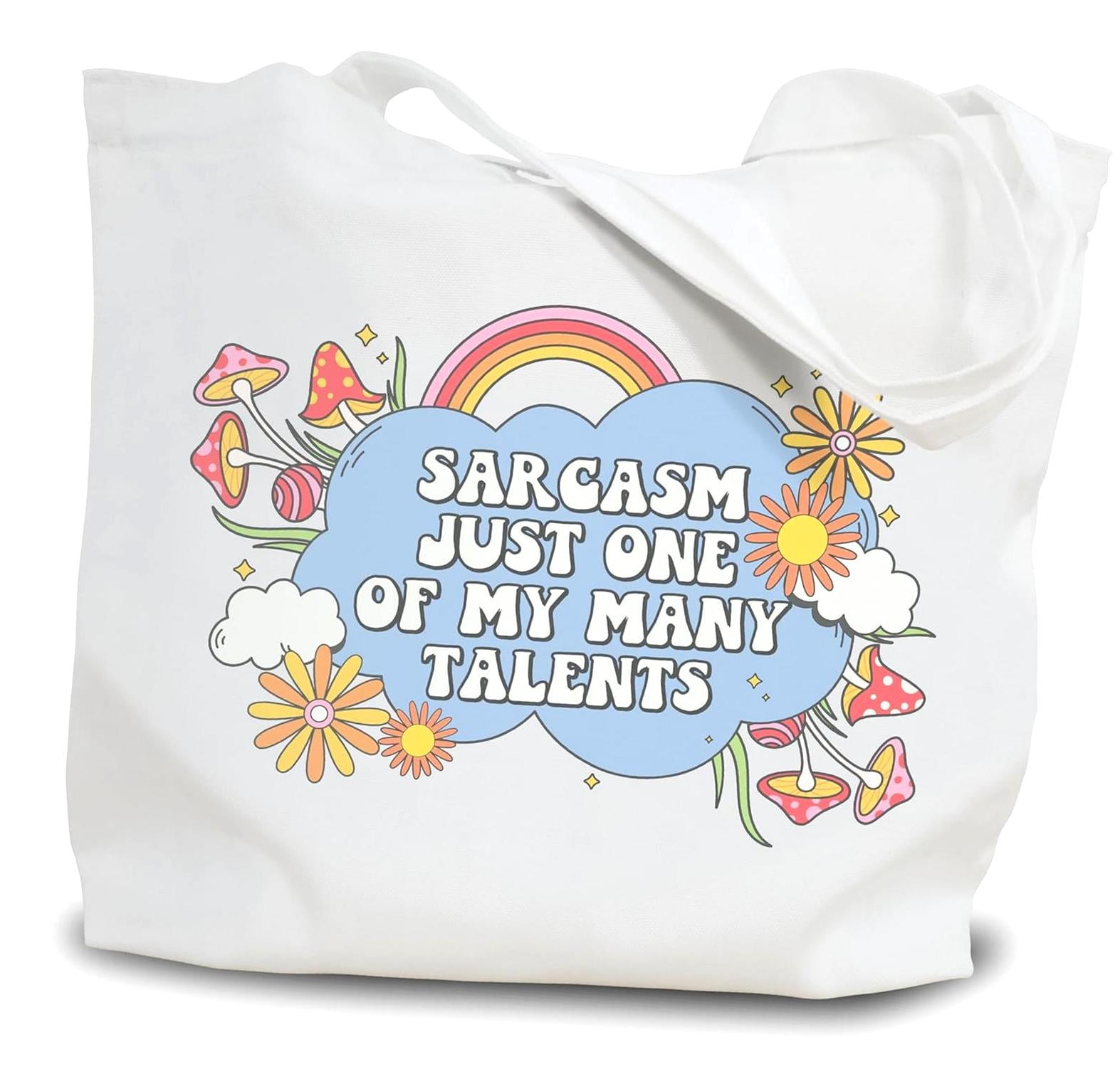 FREEAMG Groovy Canvas Tote Bag For Woman, Sarcasm Just One Of My Many ...