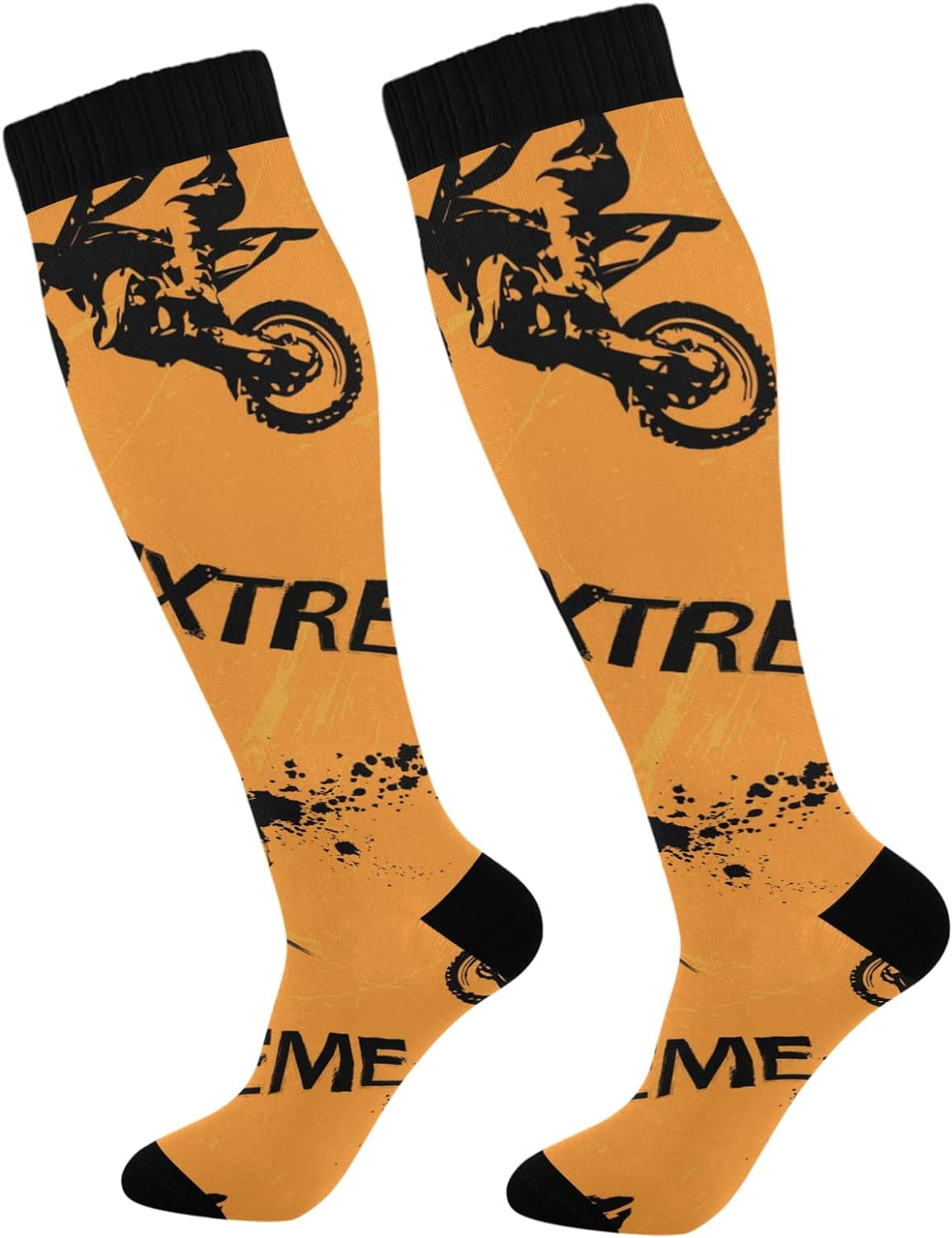 FREEAMG Guys with Motocross and Grunge Texture Compression Socks for ...