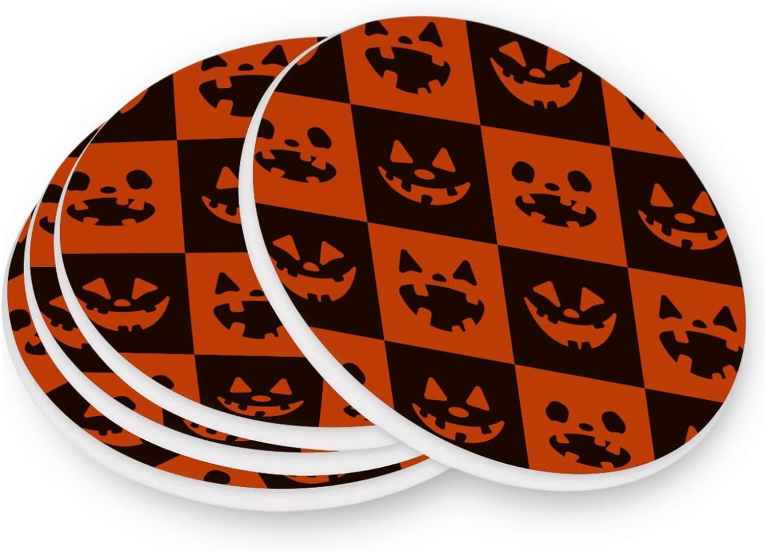 FREEAMG Halloween Checkered Coasters for Drinks Set of 4, Absorbent ...