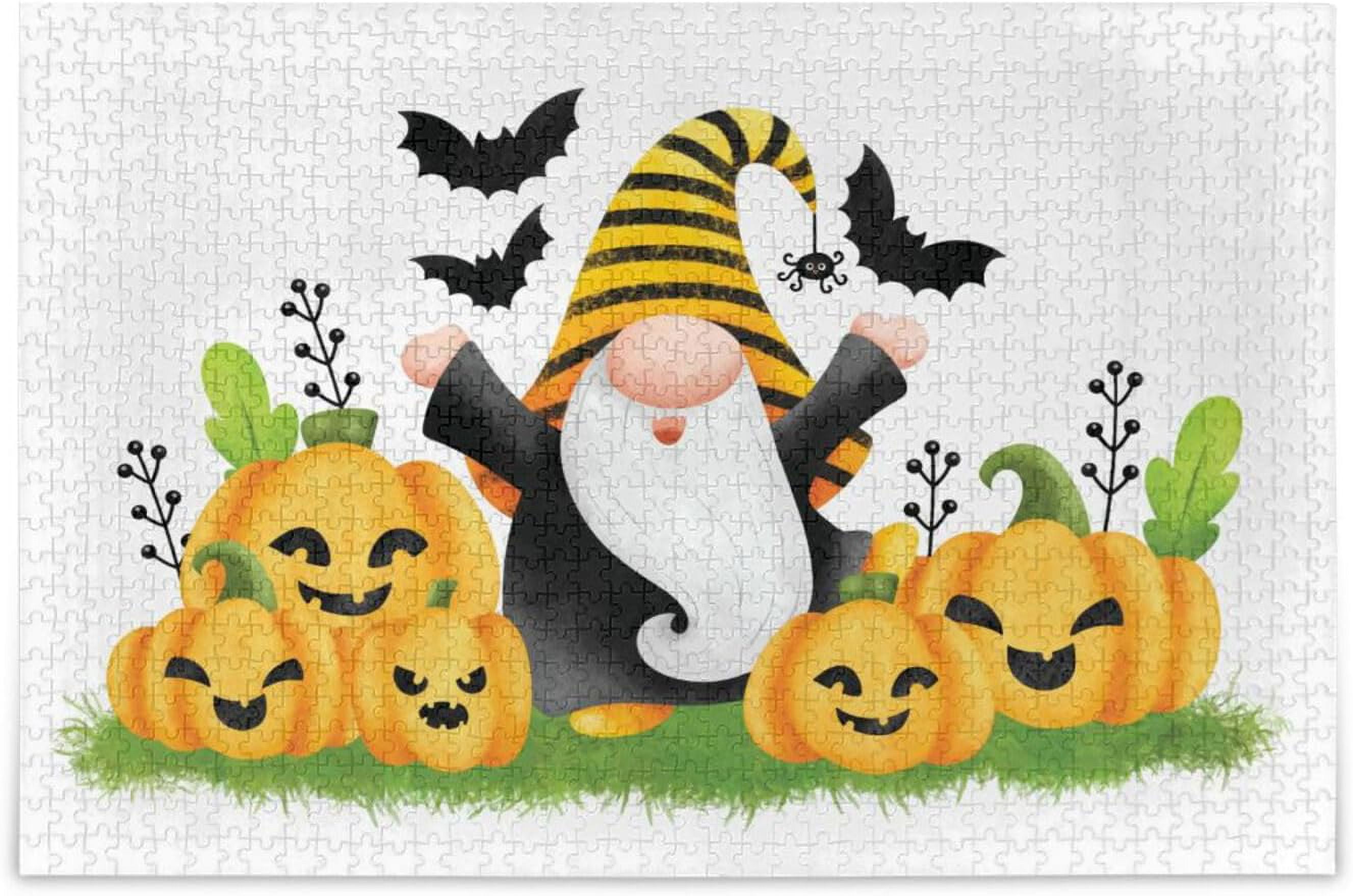 FREEAMG Halloween Cute Gnome Jigsaw Puzzle 1000 Pieces,Wooden Puzzles ...