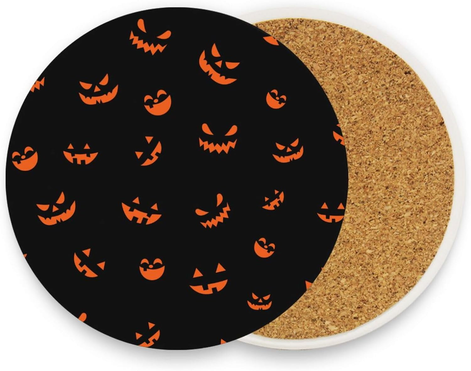 FREEAMG Halloween Face Coasters for Drinks Set of 2, Absorbent Ceramic ...