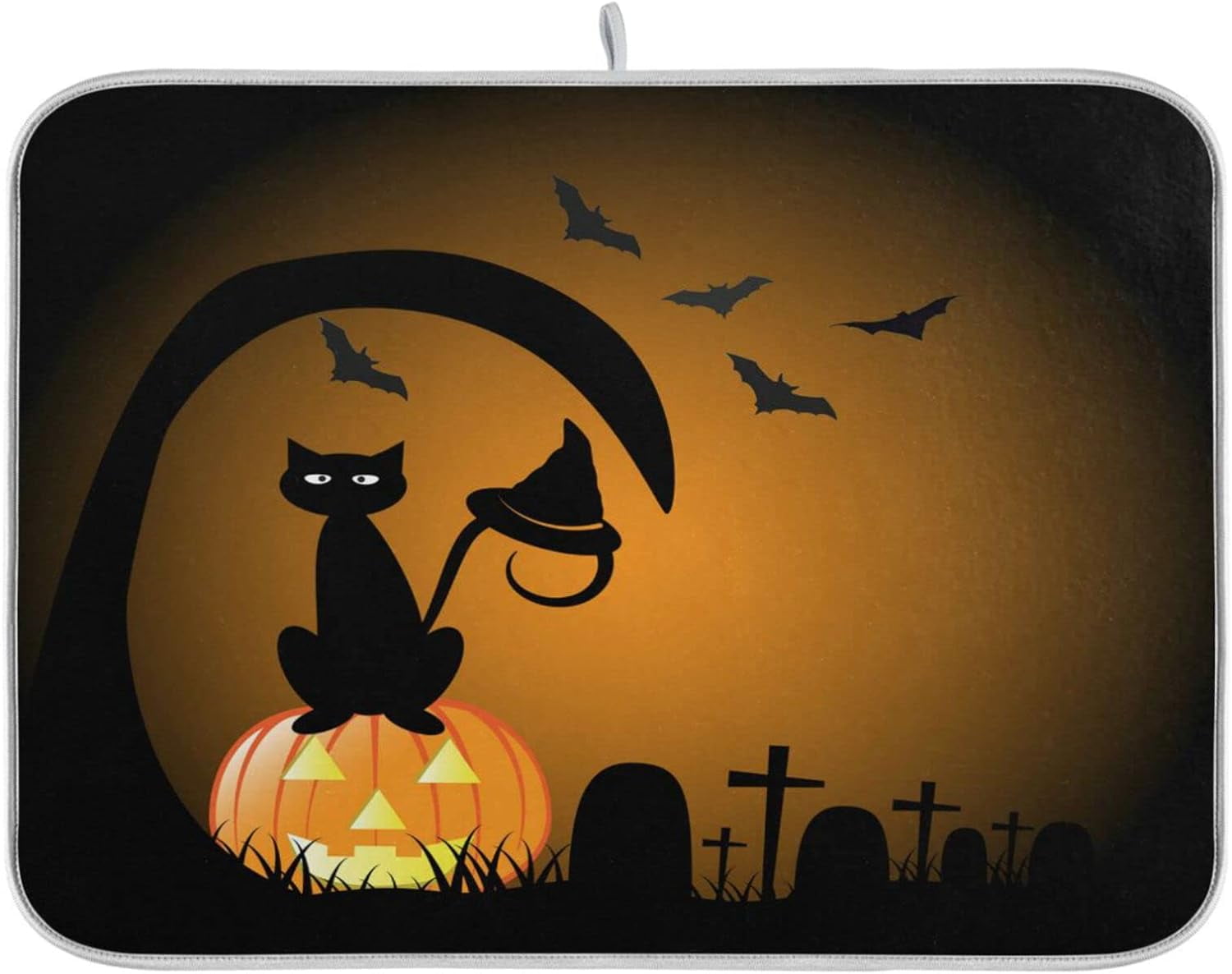 FREEAMG Halloween Graveyard Black Cat Sit in Pumpkin 16 x 18 Inches ...