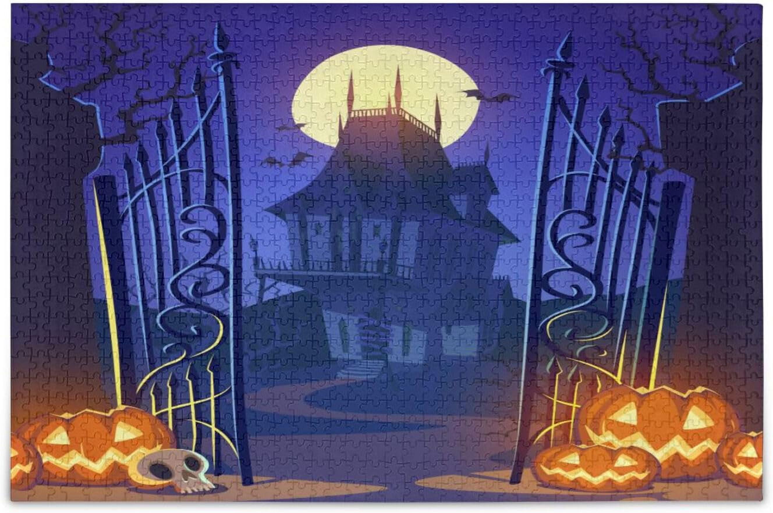 FREEAMG Halloween Old Haunted House Jigsaw Puzzle 1000 Pieces,Wooden ...