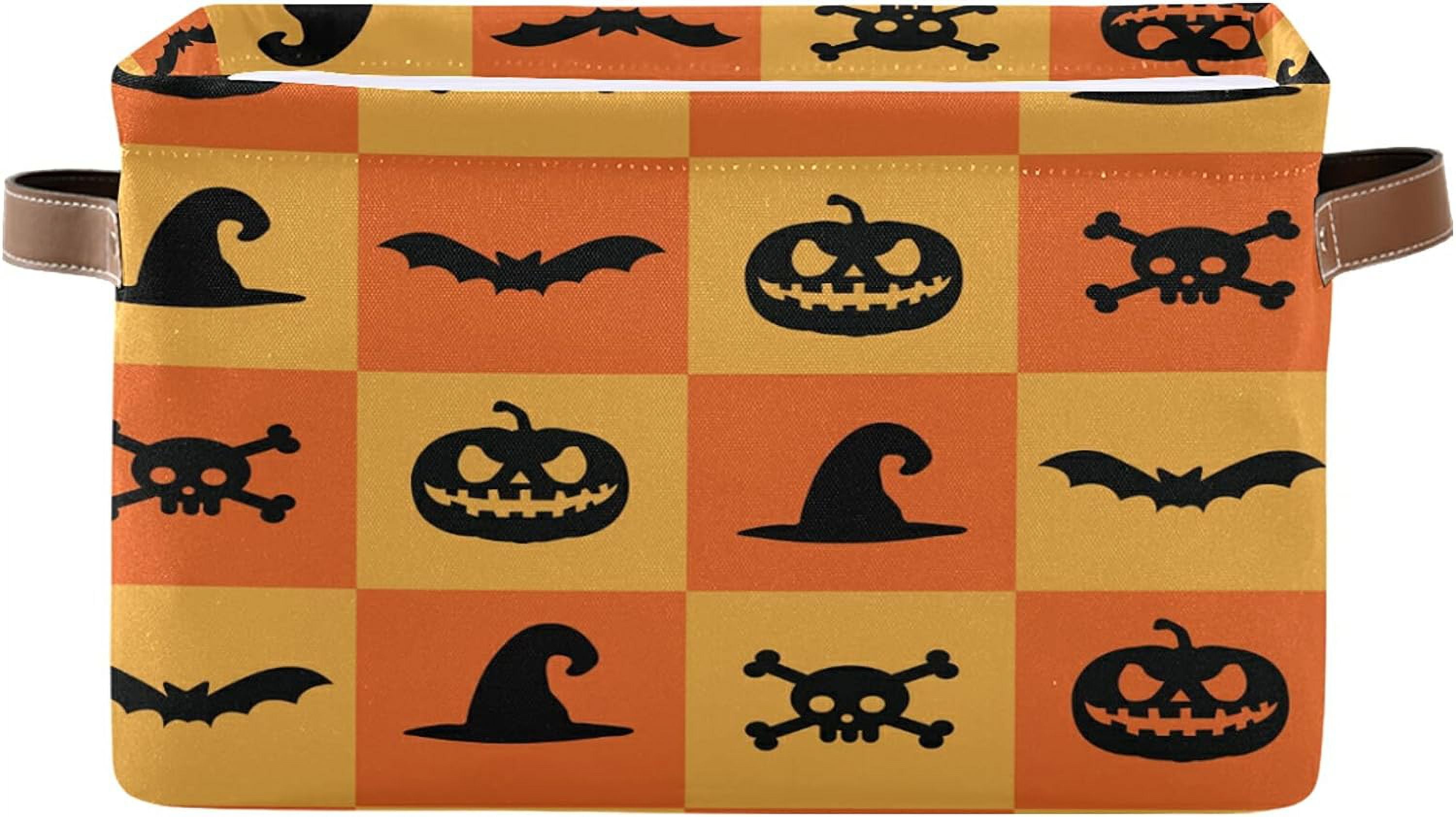 FREEAMG Halloween Plaid Illustration Storage Bin for Toy Storage Basket ...