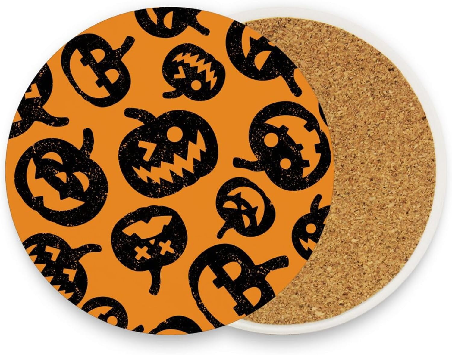 FREEAMG Halloween Pumpkin Coasters for Drinks Set of 2, Absorbent ...