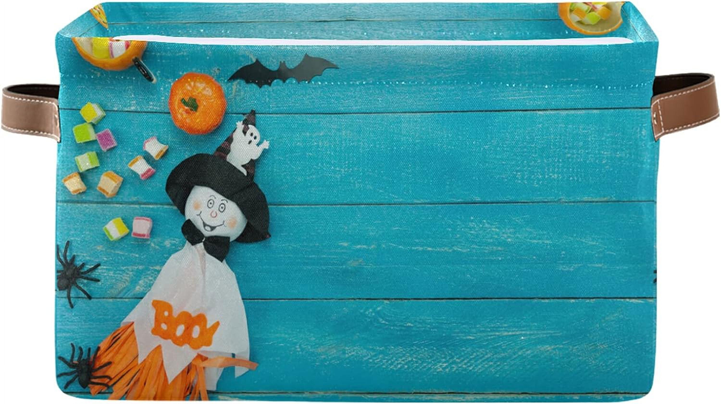 FREEAMG Halloween Pumpkin Doll Blue Storage Bin for Toy Storage Basket ...