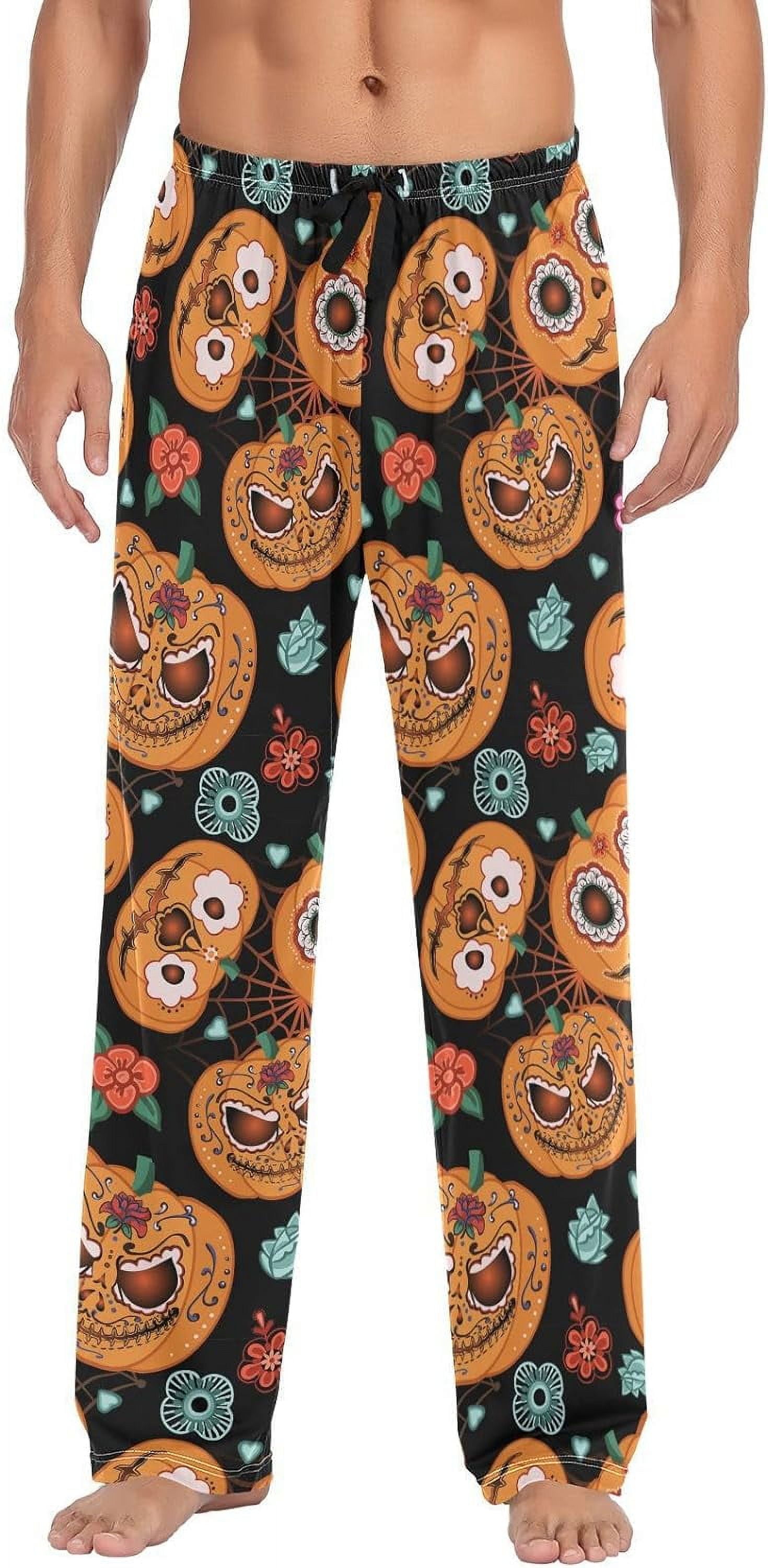FREEAMG Halloween Pumpkin Flowers Pajama Pants for Men, Men's Separate ...