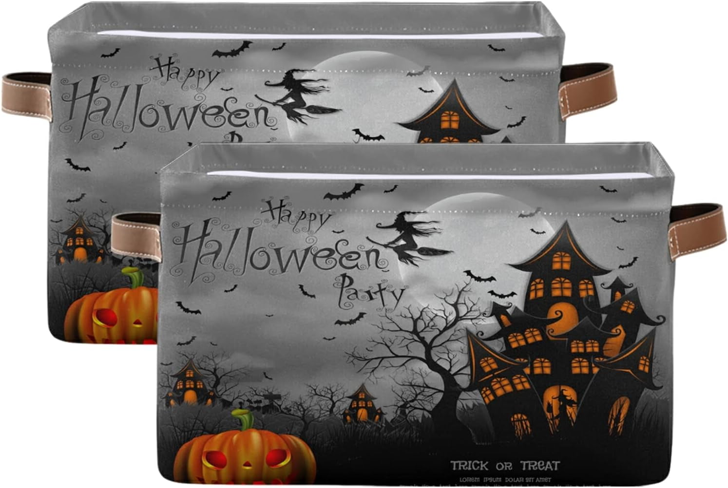 FREEAMG Halloween with Pumpkin Haunted House and Full Moon Storage Bin ...