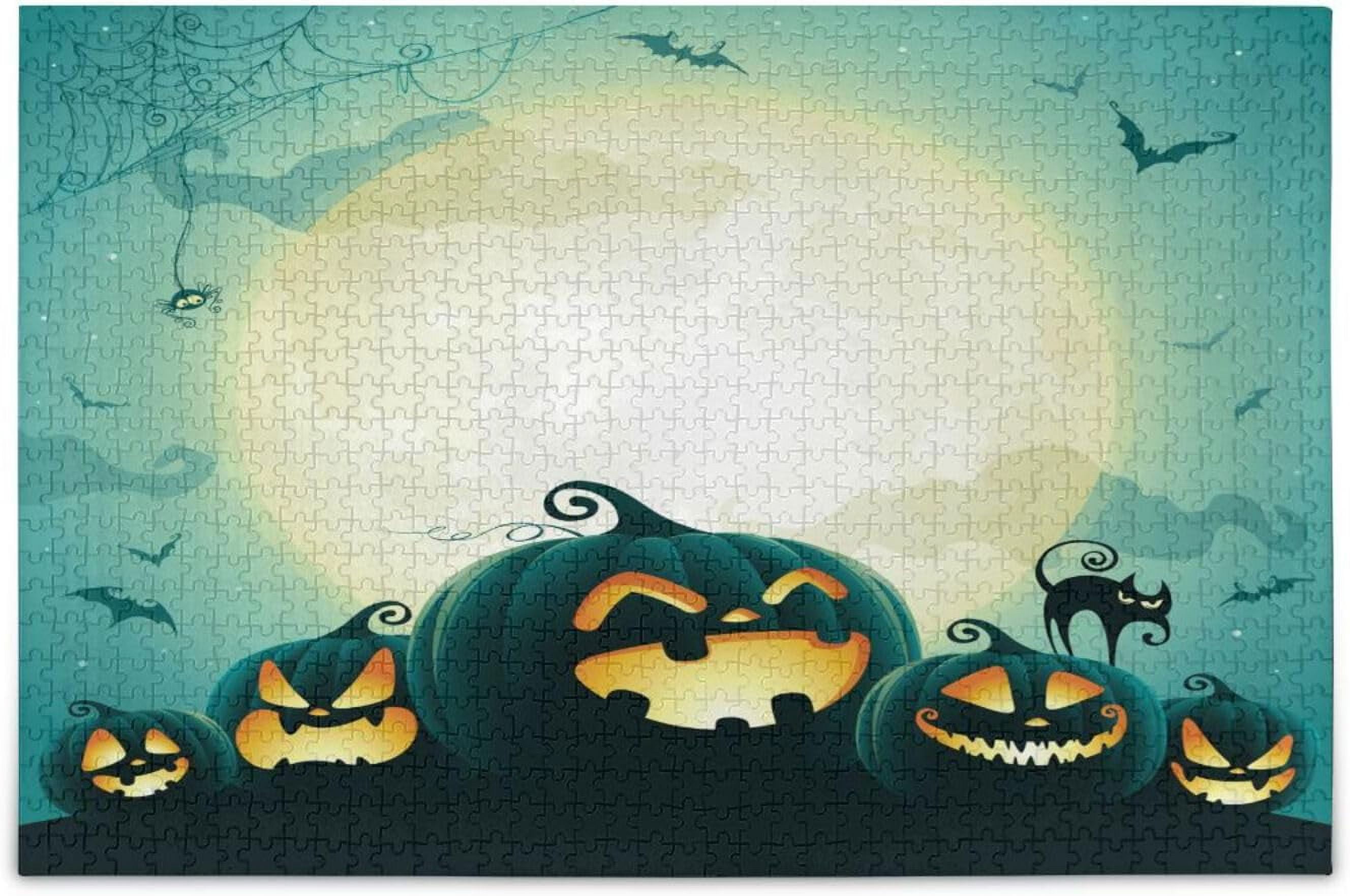 FREEAMG Halloween Pumpkins Moonlight Jigsaw Puzzle 500 Pieces,Wooden ...