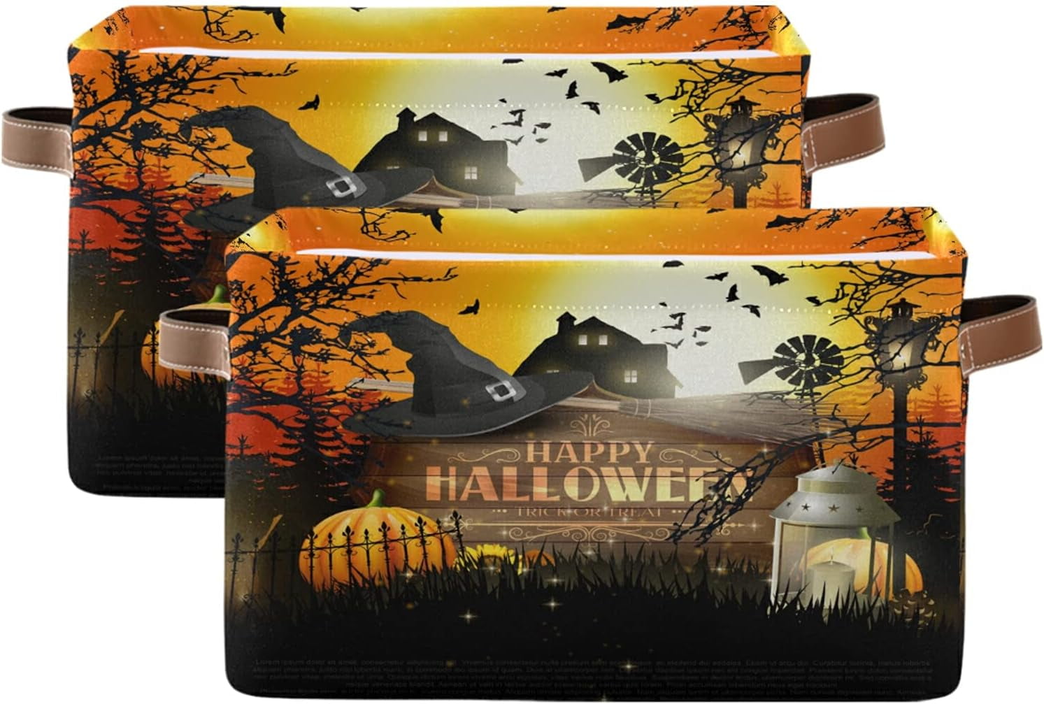 FREEAMG Halloween Pumpkins Sunset Storage Bin for Toy Storage Basket ...