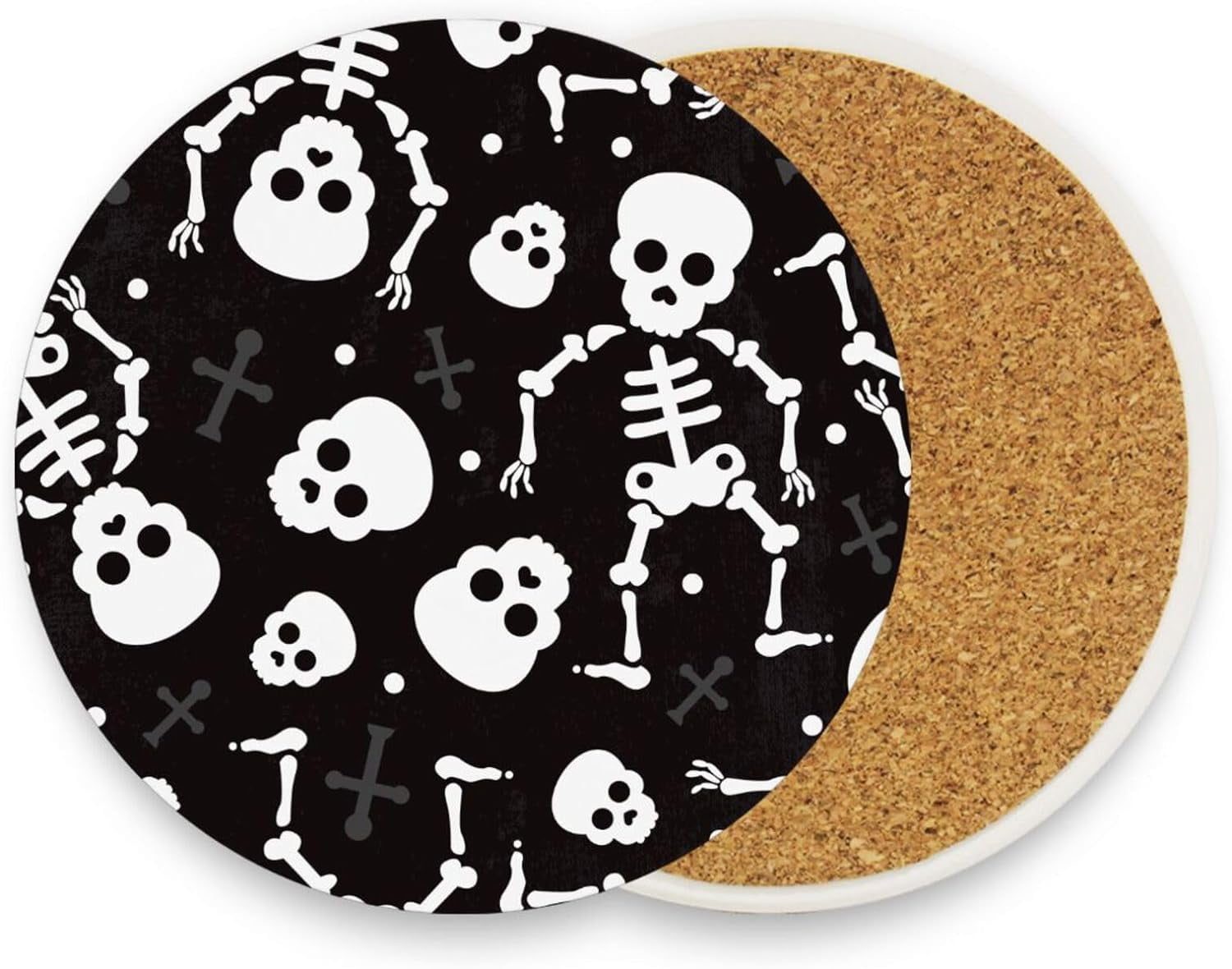 FREEAMG Halloween Skeleton Coasters for Drinks Set of 2, Absorbent ...