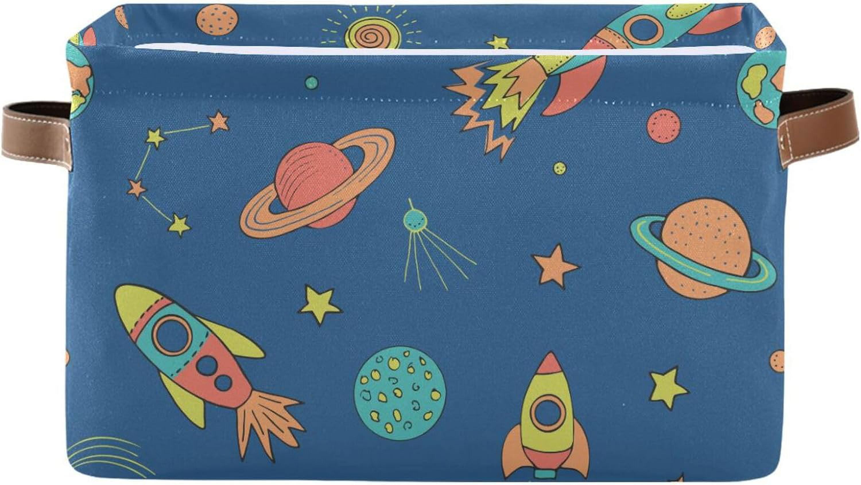 FREEAMG Hand Drawn Cartoon Airplane Storage Basket, Durable Canvas ...