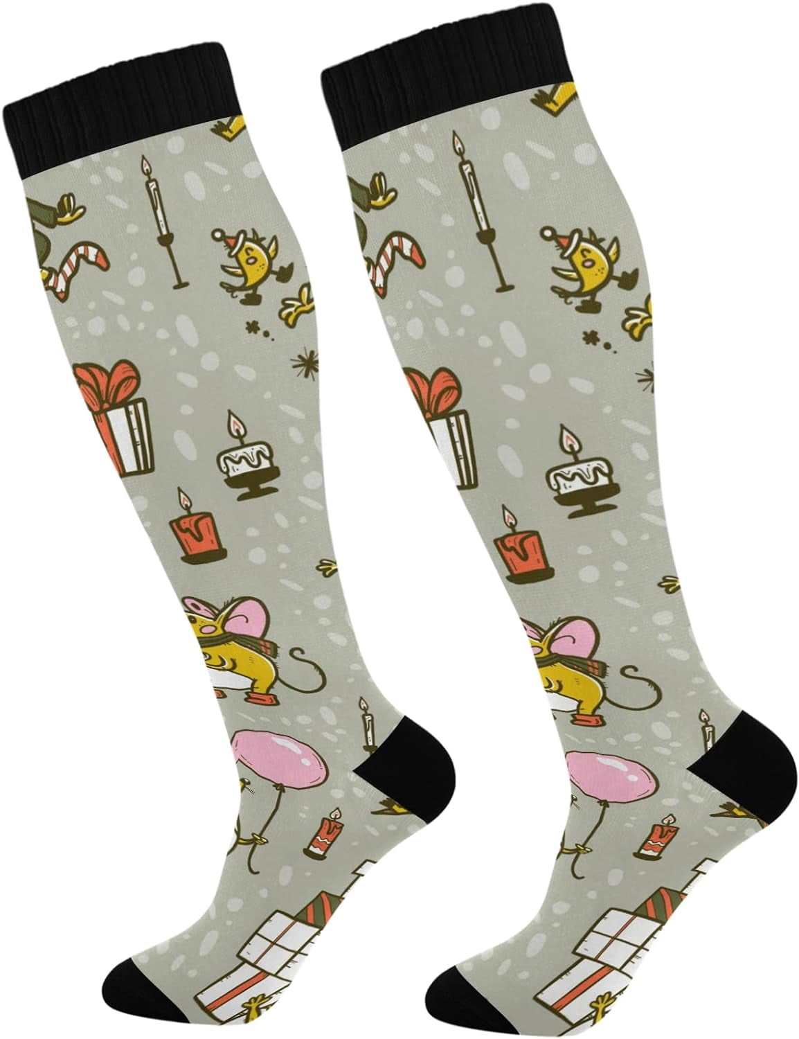 FREEAMG Hand Drawn Groundhog Compression Socks for Women and Men, 1 ...