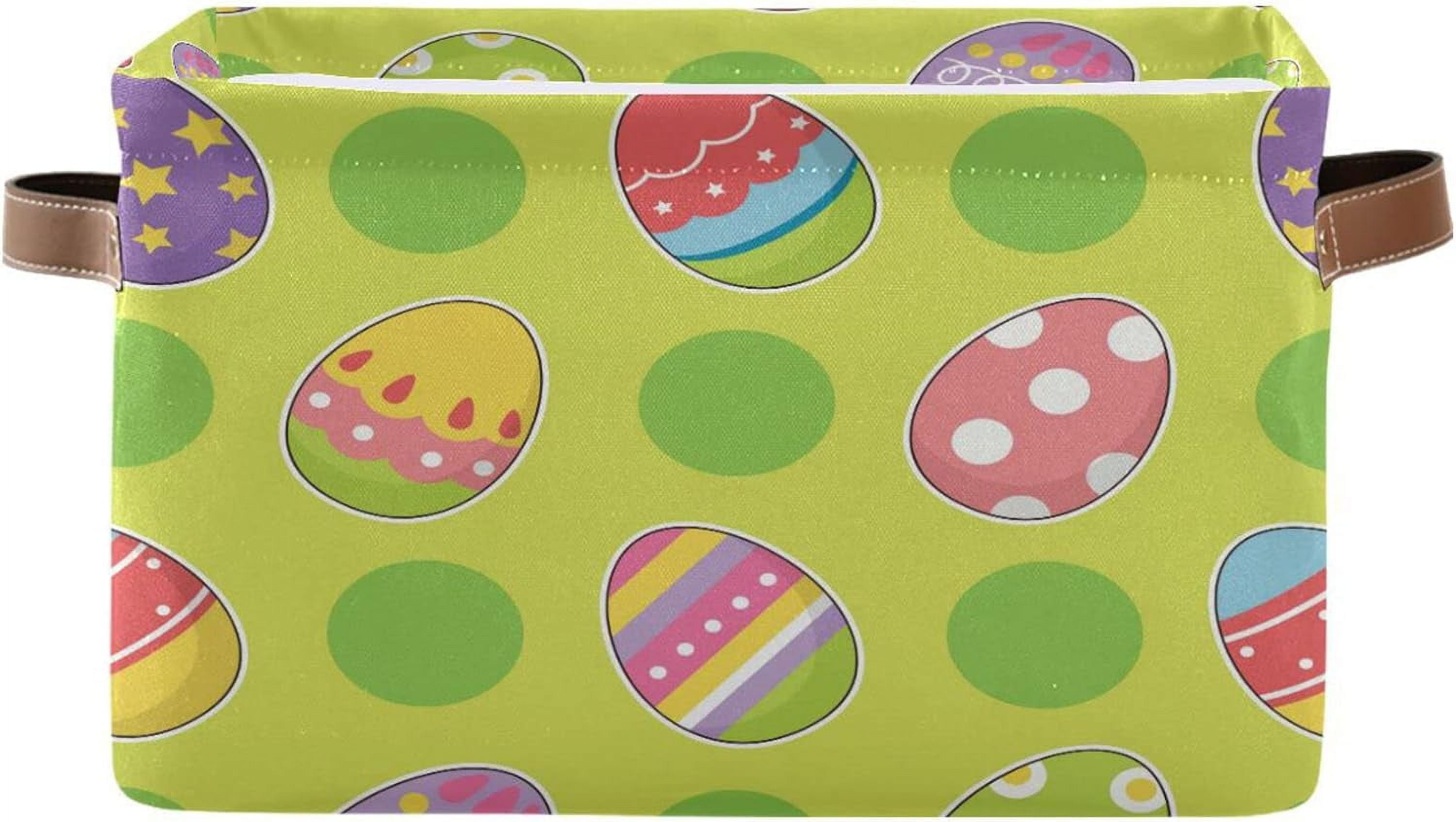 FREEAMG Hand Painted Easter Eggs Large Square Storage Basket Bin with ...