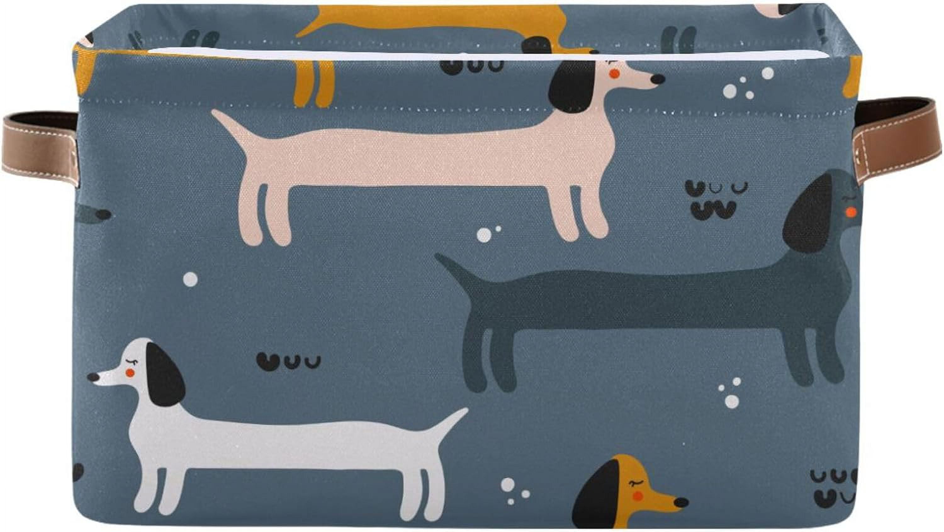 FREEAMG Happy Dogs Storage Basket, Durable Canvas Organizer With ...