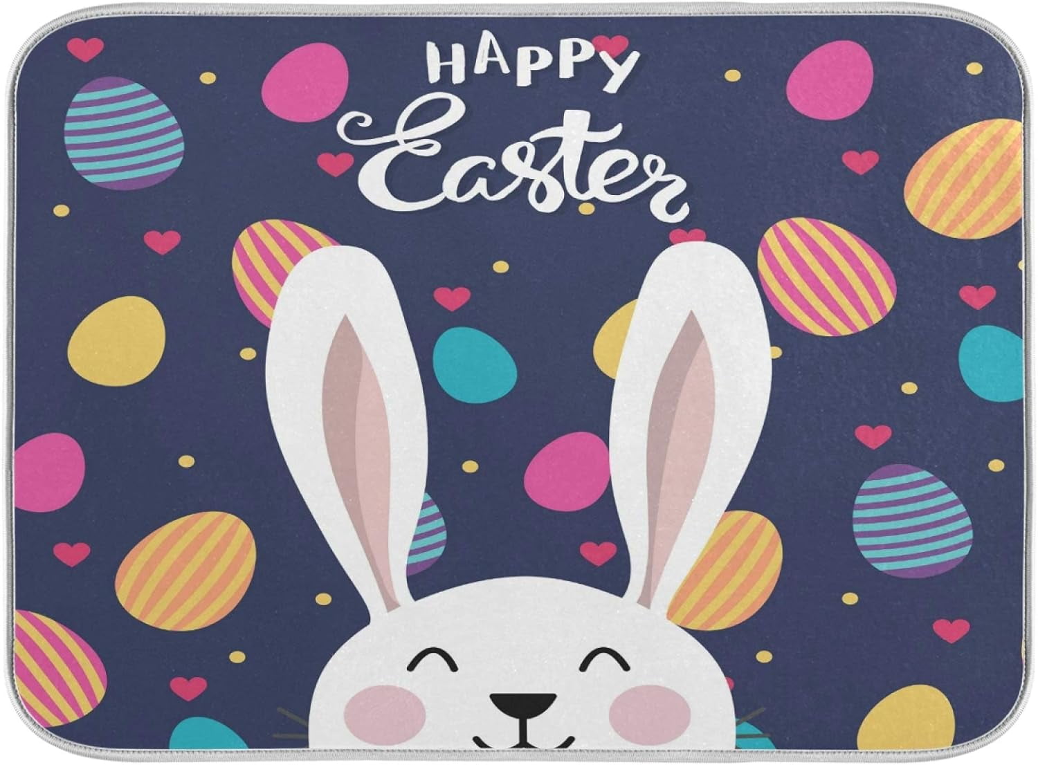 FREEAMG Happy Easter Cartoon Rabbit Bunny Love Heart Dish Drying Mat ...