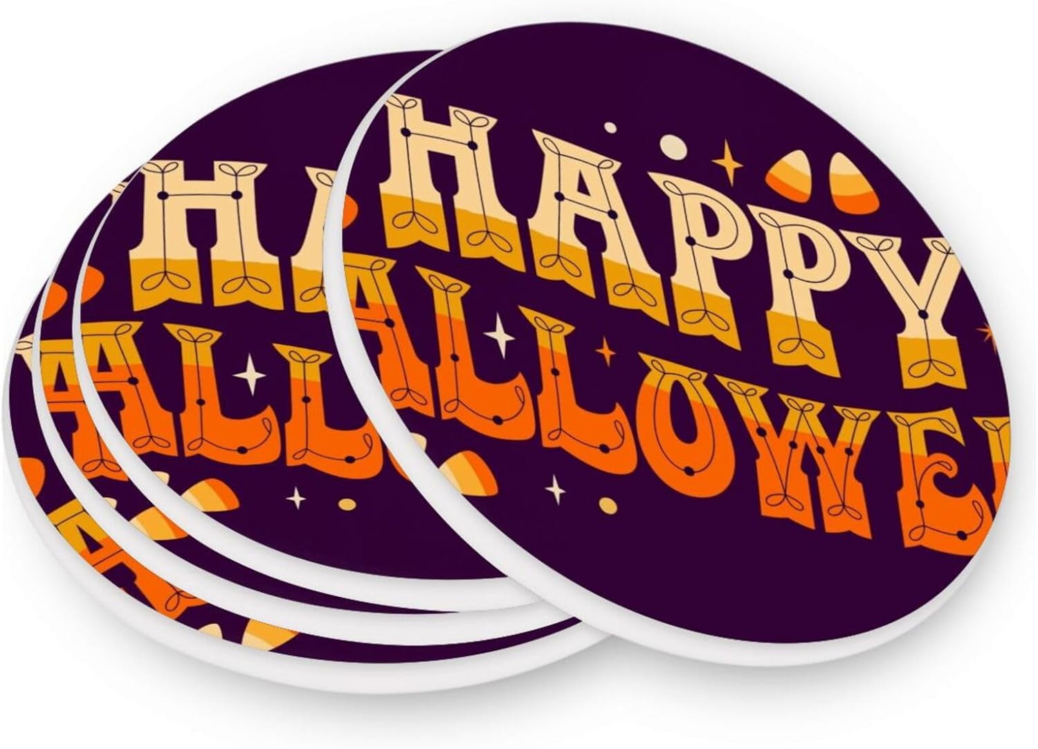 FREEAMG Happy Halloween Coasters for Drinks Set of 4, Absorbent Ceramic ...