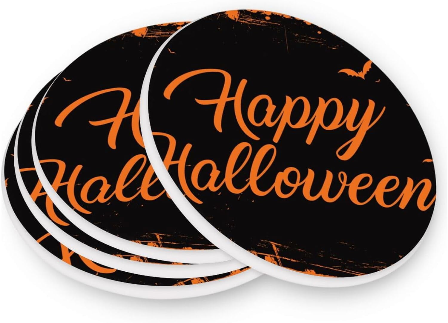 FREEAMG Happy Halloween Pattern Coasters for Drinks Set of 4, Absorbent ...