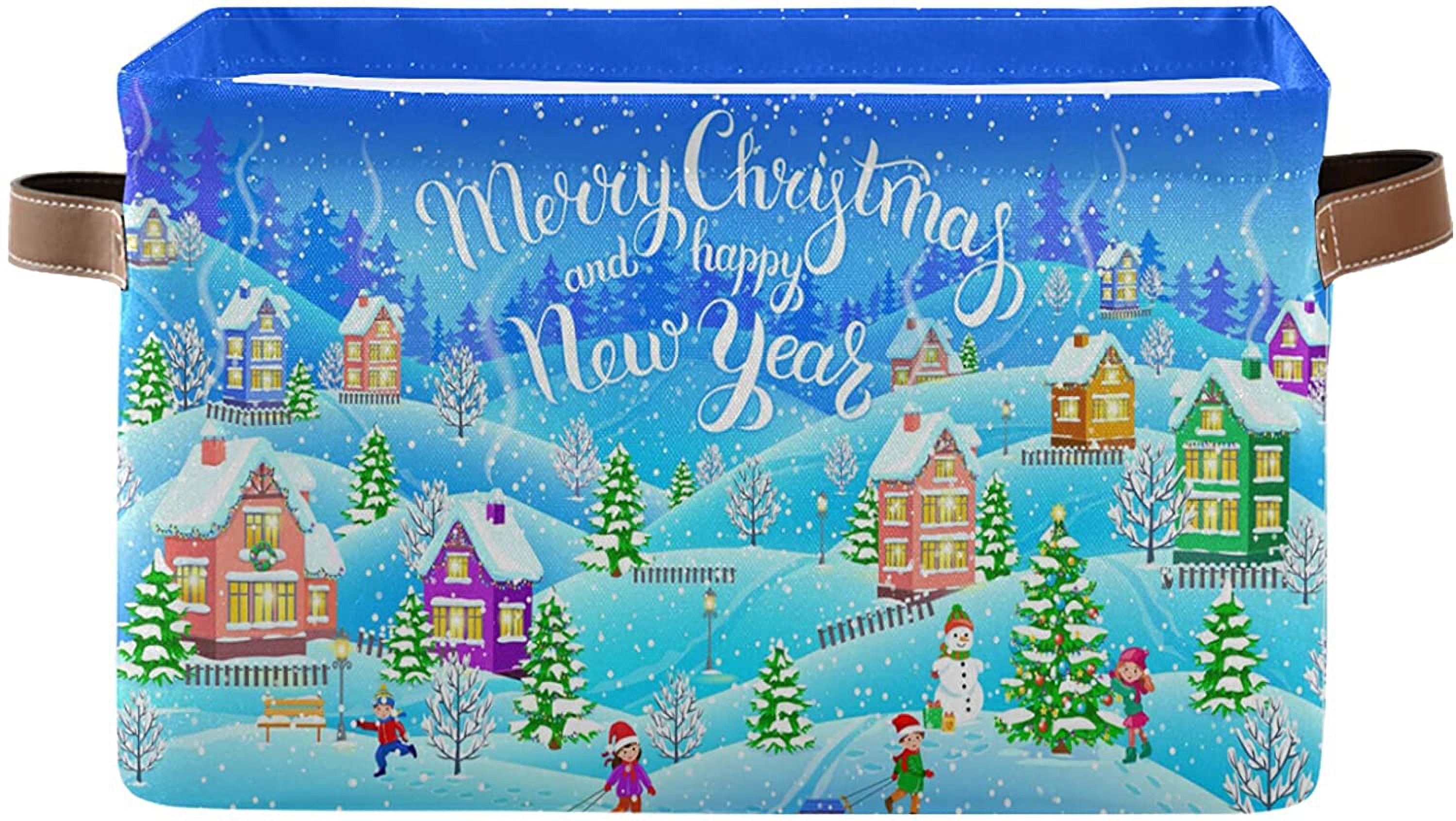 FREEAMG Happy New Year and Merry Christmas Storage Bin for Toy Storage ...