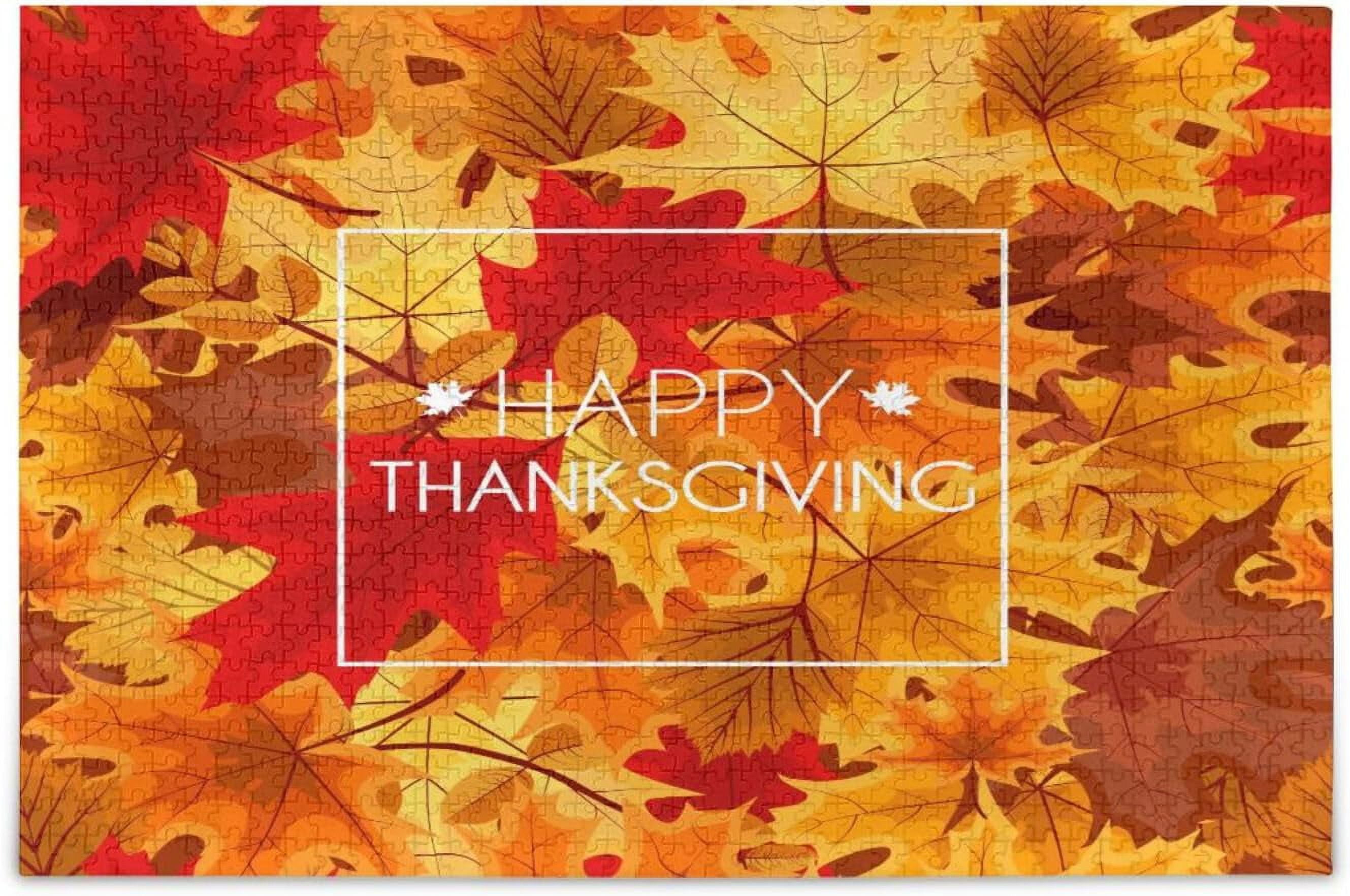 FREEAMG Happy Thanksgiving Maple Jigsaw Puzzle 500 Pieces,Wooden ...