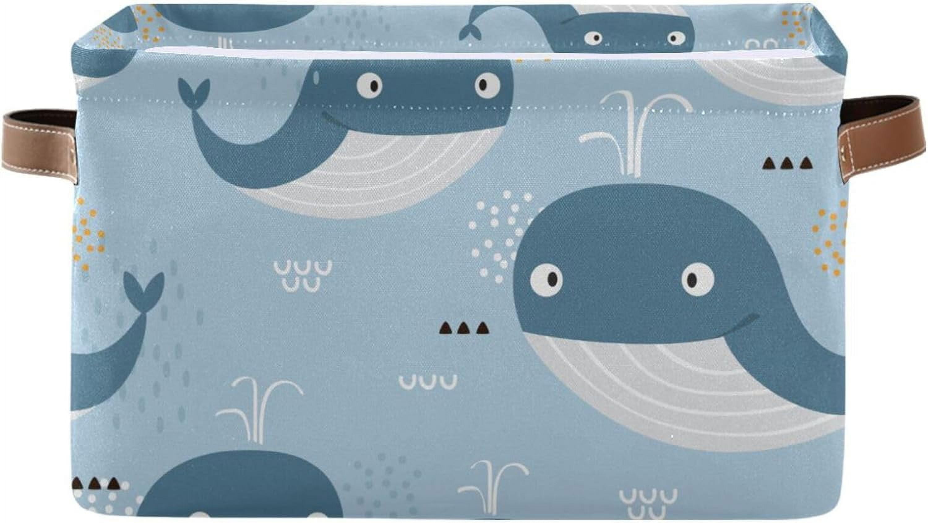 FREEAMG Happy Whales Storage Basket, Durable Canvas Organizer With ...