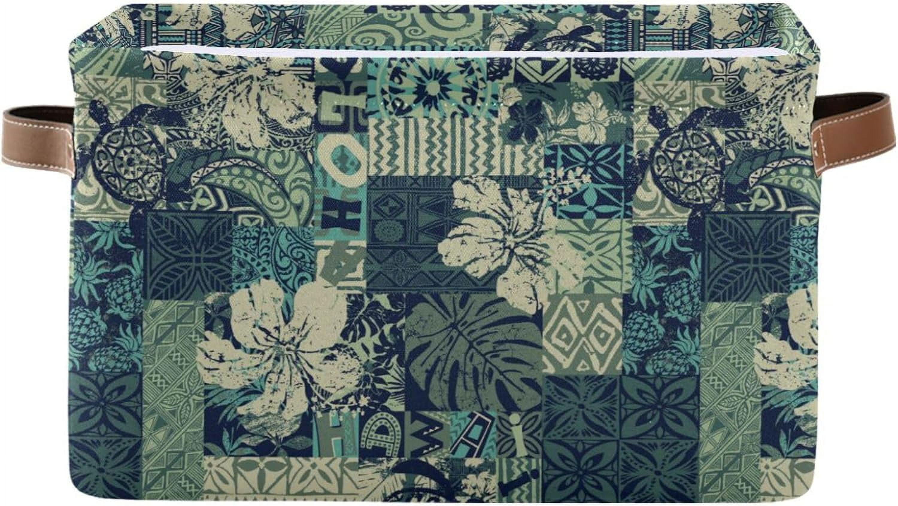 FREEAMG Hawaiian Hibiscus Foldable Canvas Storage Bin, Sturdy Fabric ...