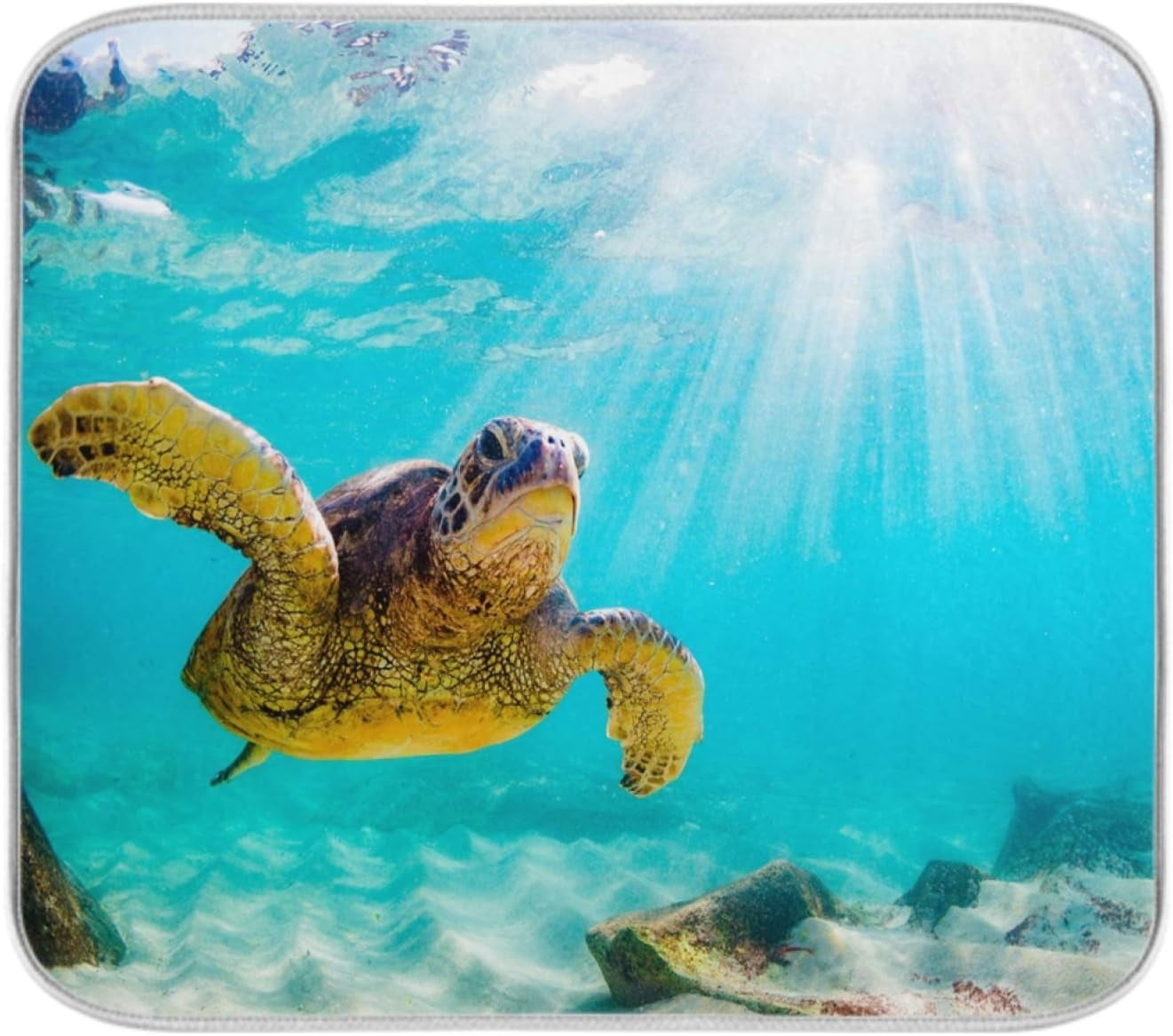 FREEAMG Hawaiian Swimming Sea Turtle Absorbent Dish Drying Mat,16"x 18 ...