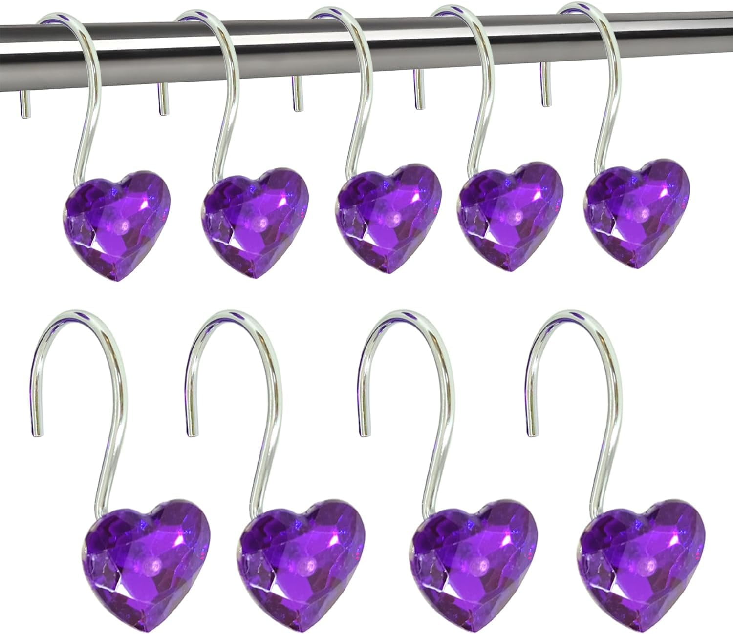 FREEAMG Heart Shaped Curtain Hooks 12pcs Stainless Steel Decorative ...