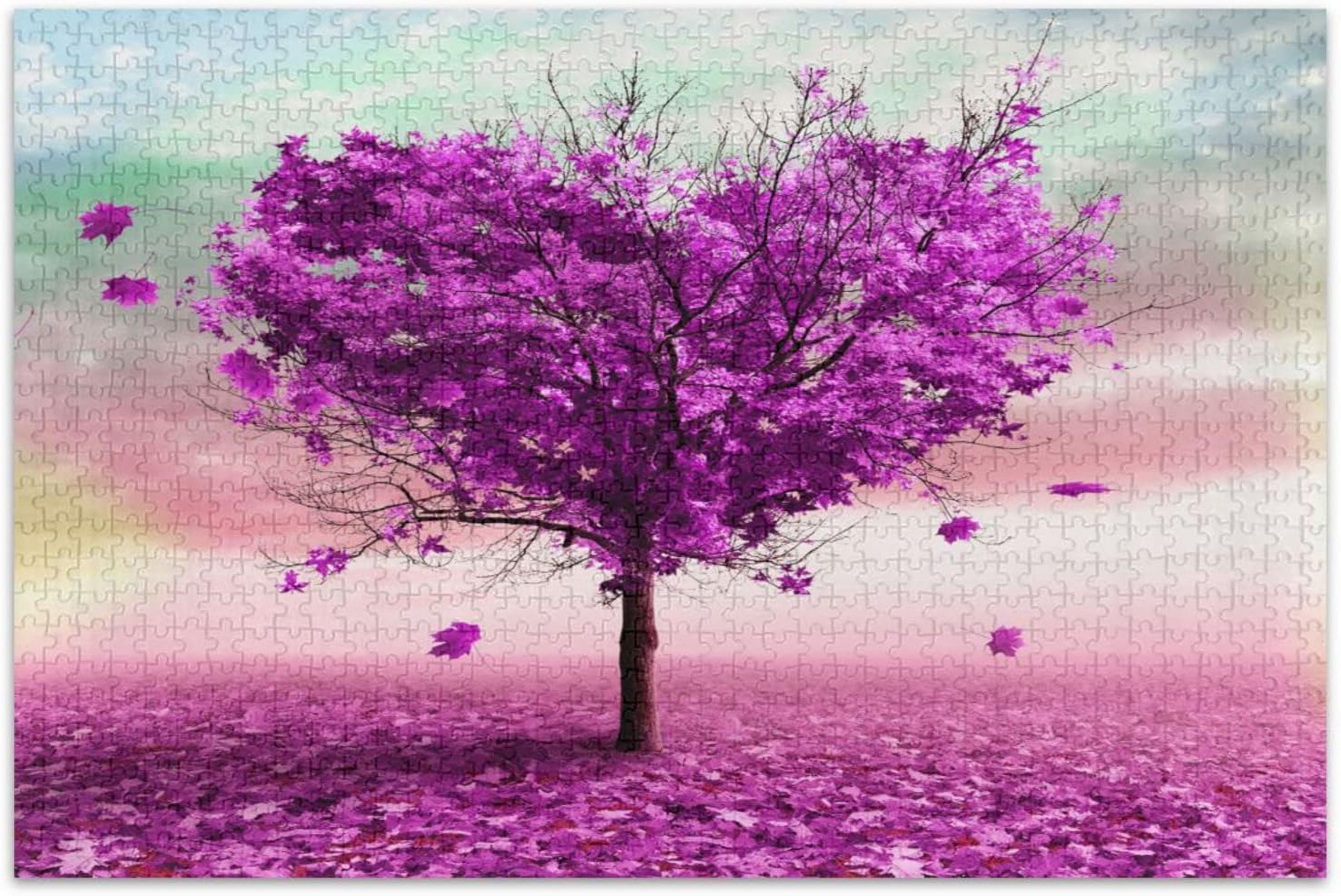 FREEAMG Heart Tree Purple 1000 Piece Jigsaw Puzzle, Wall Artwork Puzzle ...