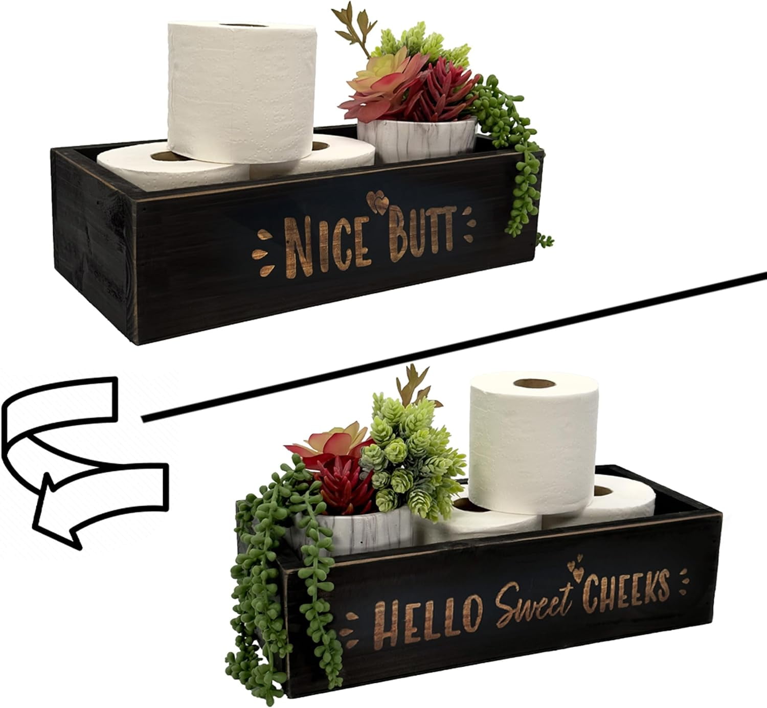 FREEAMG Hello Sweet Cheeks Solid Wood Toilet Paper Holder, Farmhouse ...
