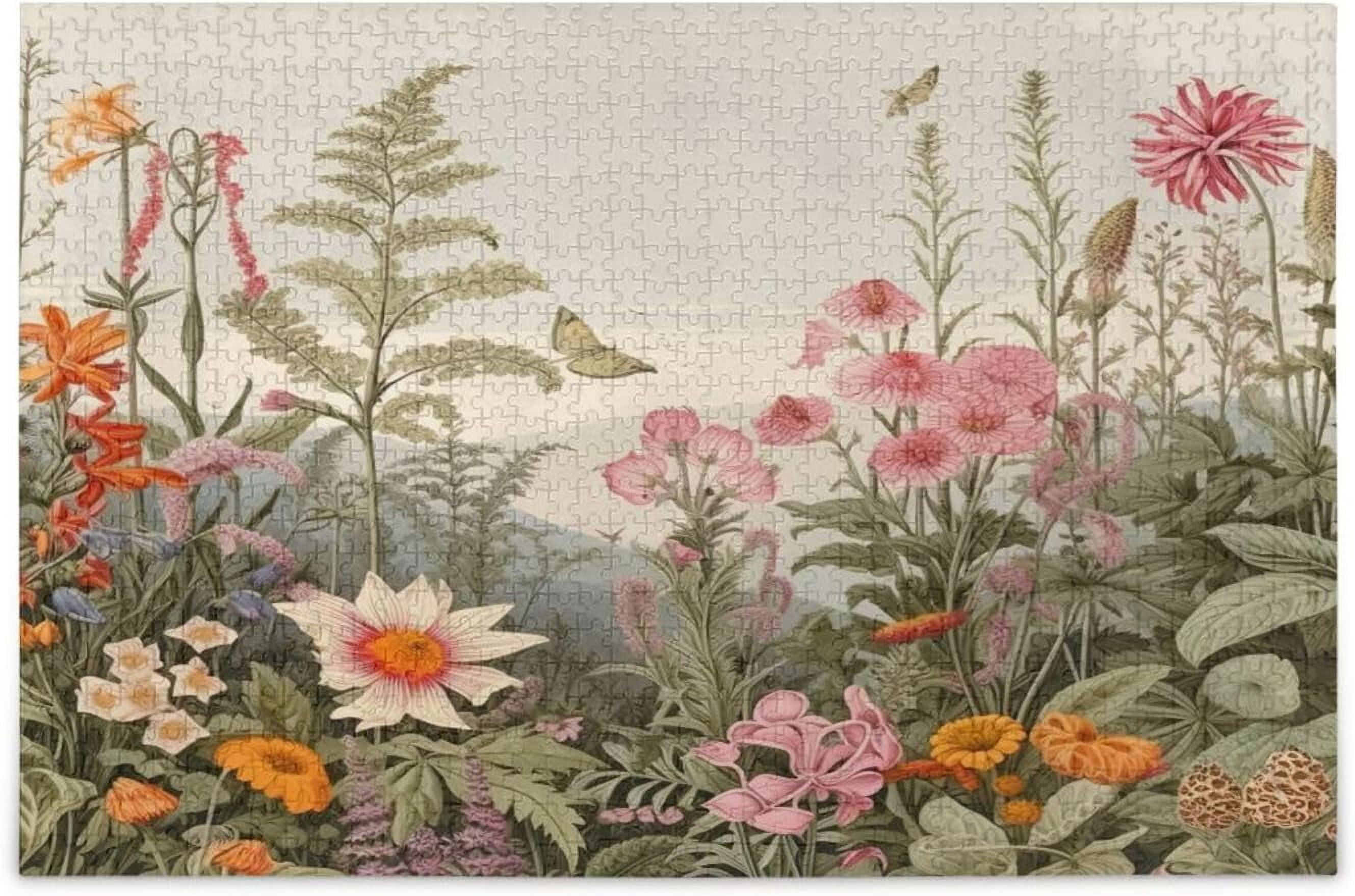 FREEAMG Herbal Wildflowers 1000 Piece Large Jigsaw Puzzle for Adults ...